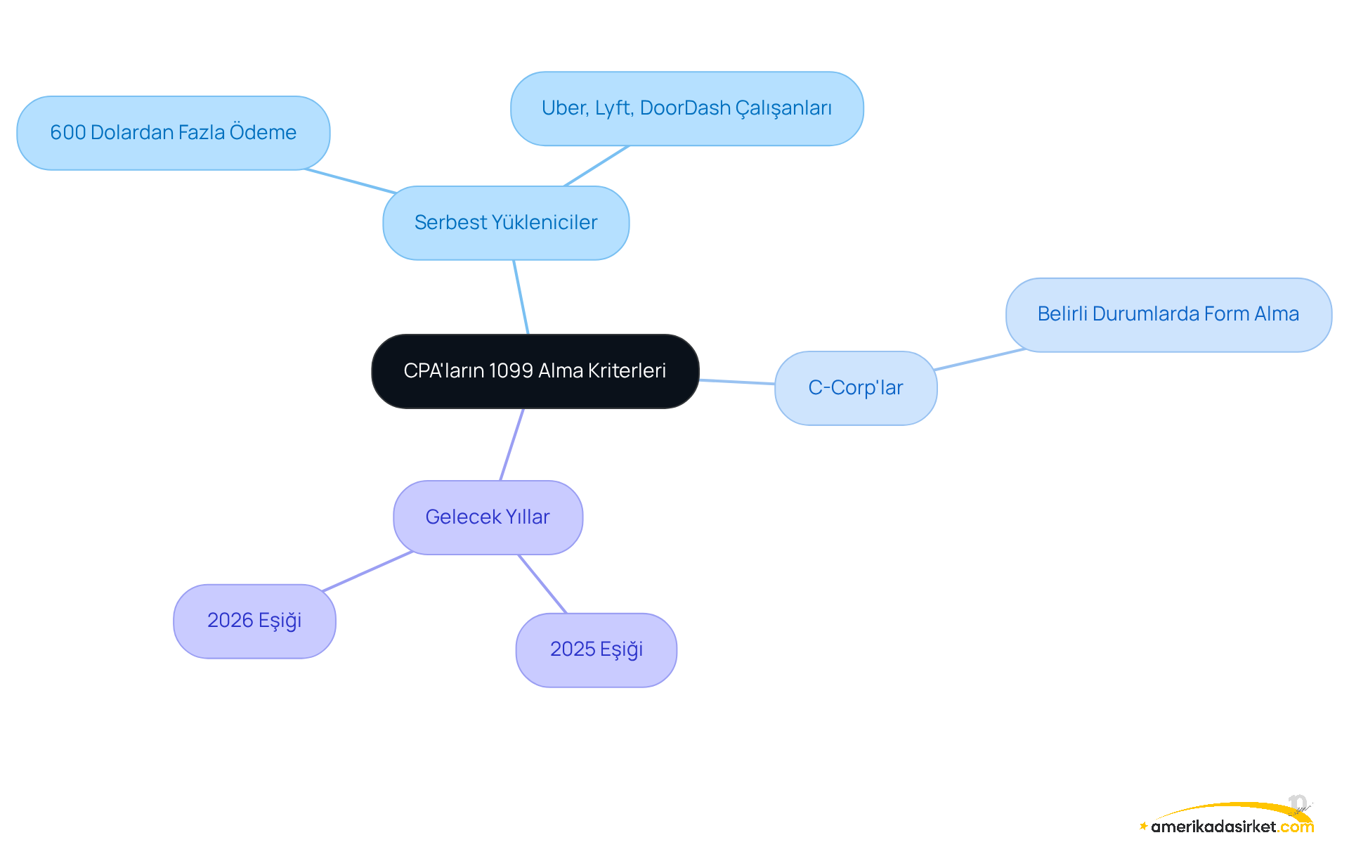 Merkezdeki başlık, tüm konunun ana temasını temsil ediyor. Dallar, serbest yüklenicilerin ve C-Corp'ların 1099 formu alma gerekliliklerini ve gelecekteki değişiklikleri gösteriyor. Her dal, ilgili bilgileri daha iyi anlamanızı sağlamak için farklı renklerle ayrılmıştır. Merkezdeki başlık, tüm konunun ana temasını temsil ediyor. Dallar, serbest yüklenicilerin ve C-Corp'ların 1099 formu alma gerekliliklerini ve gelecekteki değişiklikleri gösteriyor. Her dal, ilgili bilgileri daha iyi anlamanızı sağlamak için farklı renklerle ayrılmıştır.