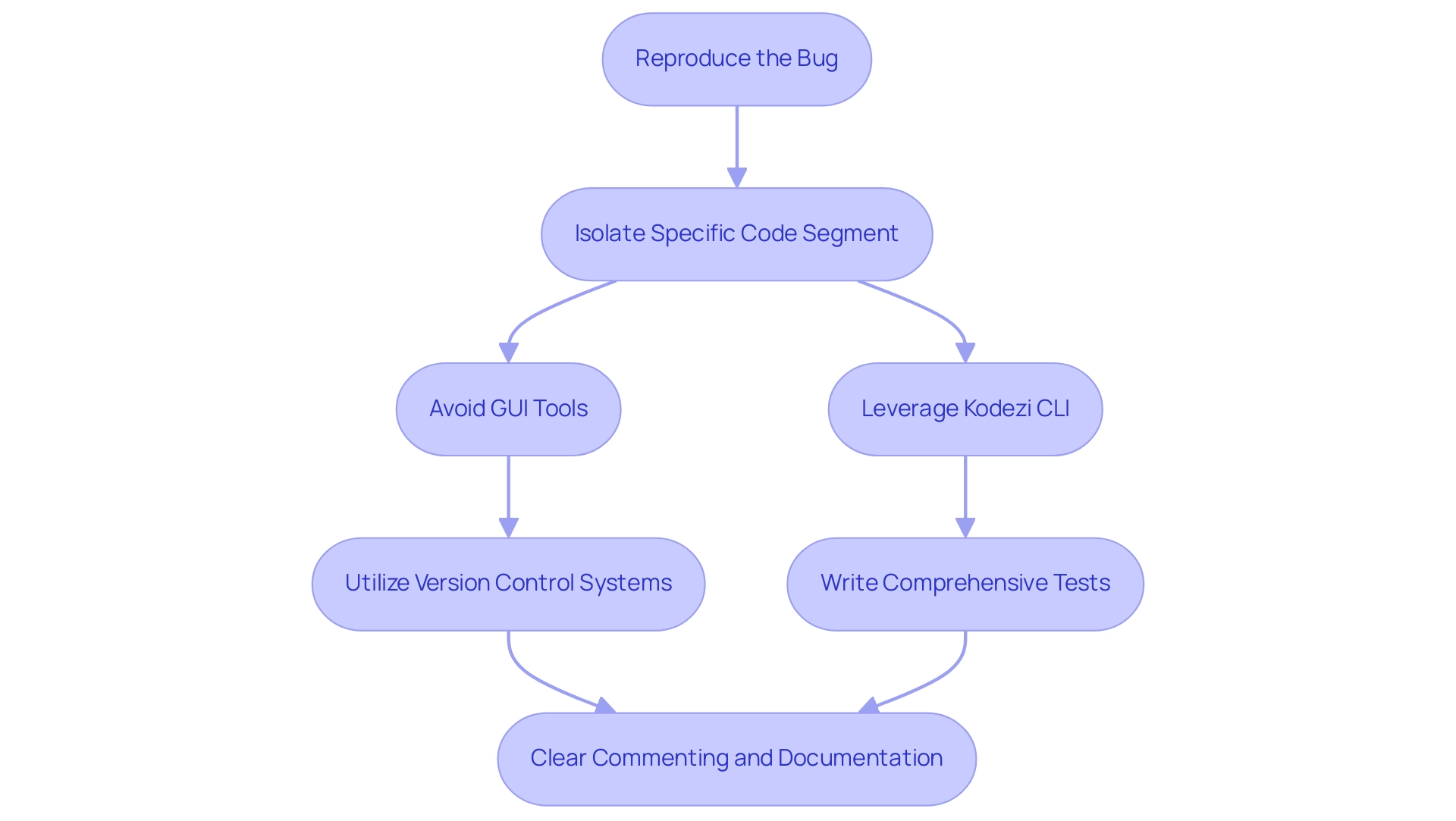 Each box represents a step in the debugging process, and the arrows indicate the flow of actions to be taken.