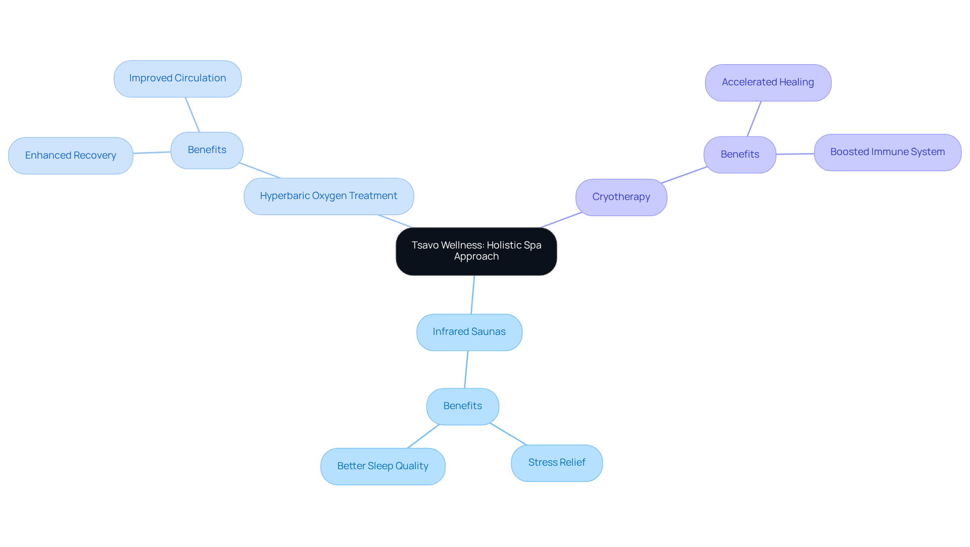 At the center is the holistic approach, with branches showing different treatments and their positive effects on health and well-being. At the center is the holistic approach, with branches showing different treatments and their positive effects on health and well-being.