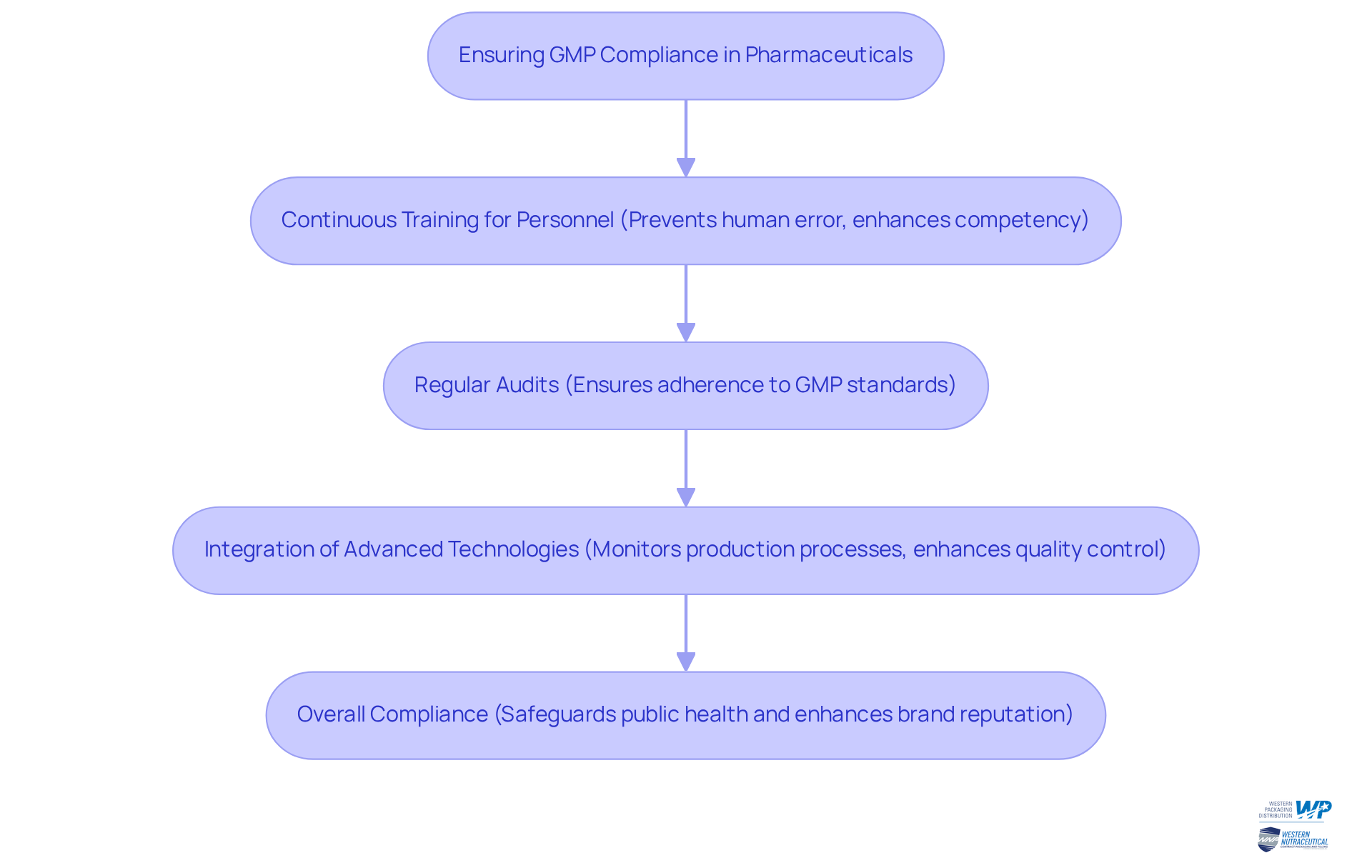 Each box represents a key strategy in ensuring GMP compliance — follow the arrows to see how they work together to maintain safety and quality in drug manufacturing.