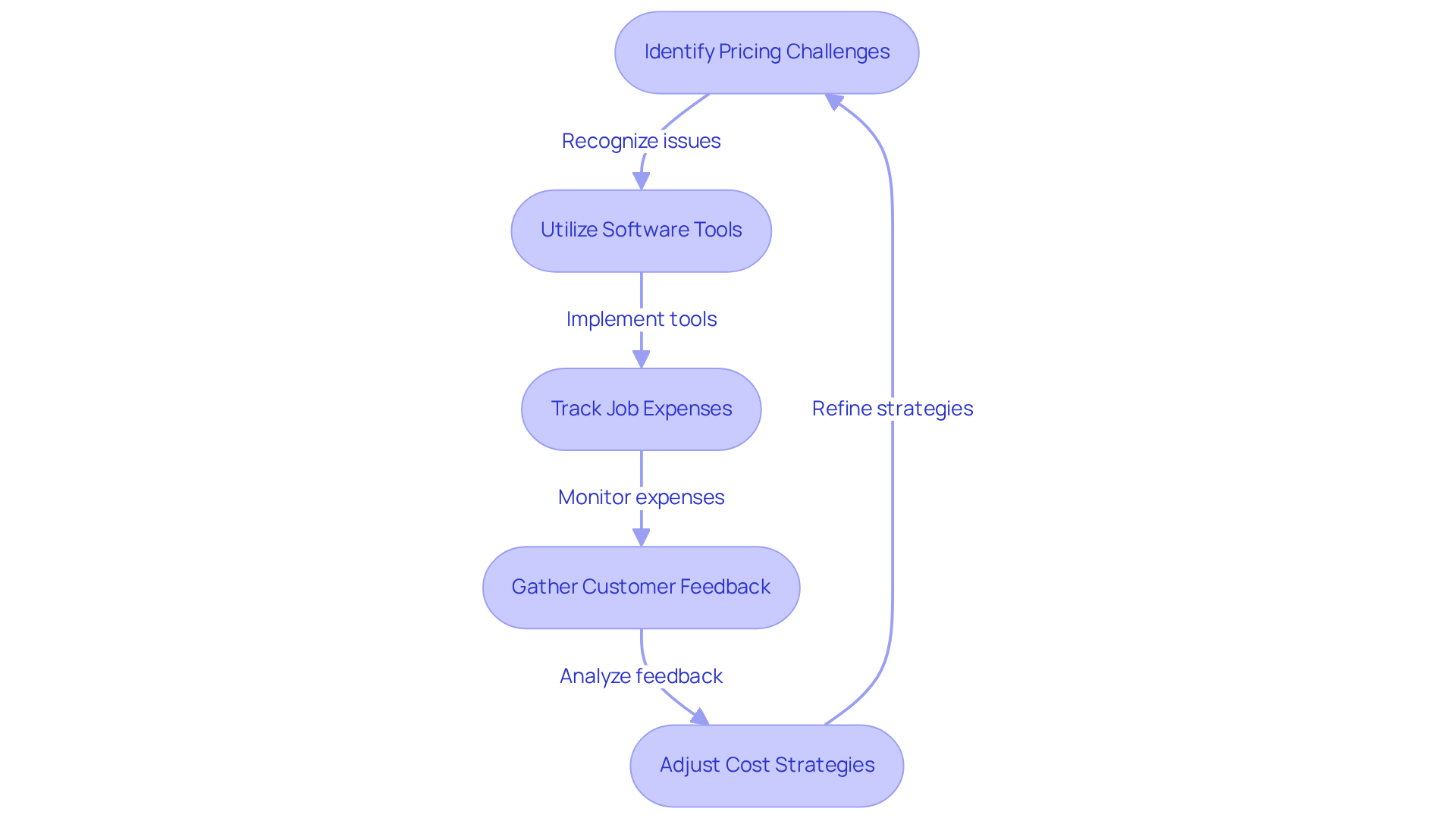 Follow the arrows to see how residential cleaning providers can improve their pricing strategies step by step — from recognizing challenges to making informed adjustments based on feedback.