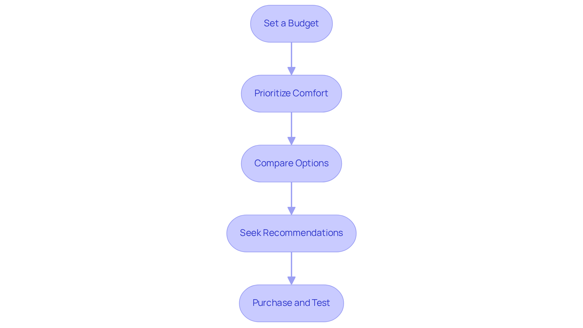 Each box represents a step in your decision-making journey. Follow the arrows to see how to move from setting your budget to testing your final choice. Each box represents a step in your decision-making journey. Follow the arrows to see how to move from setting your budget to testing your final choice.