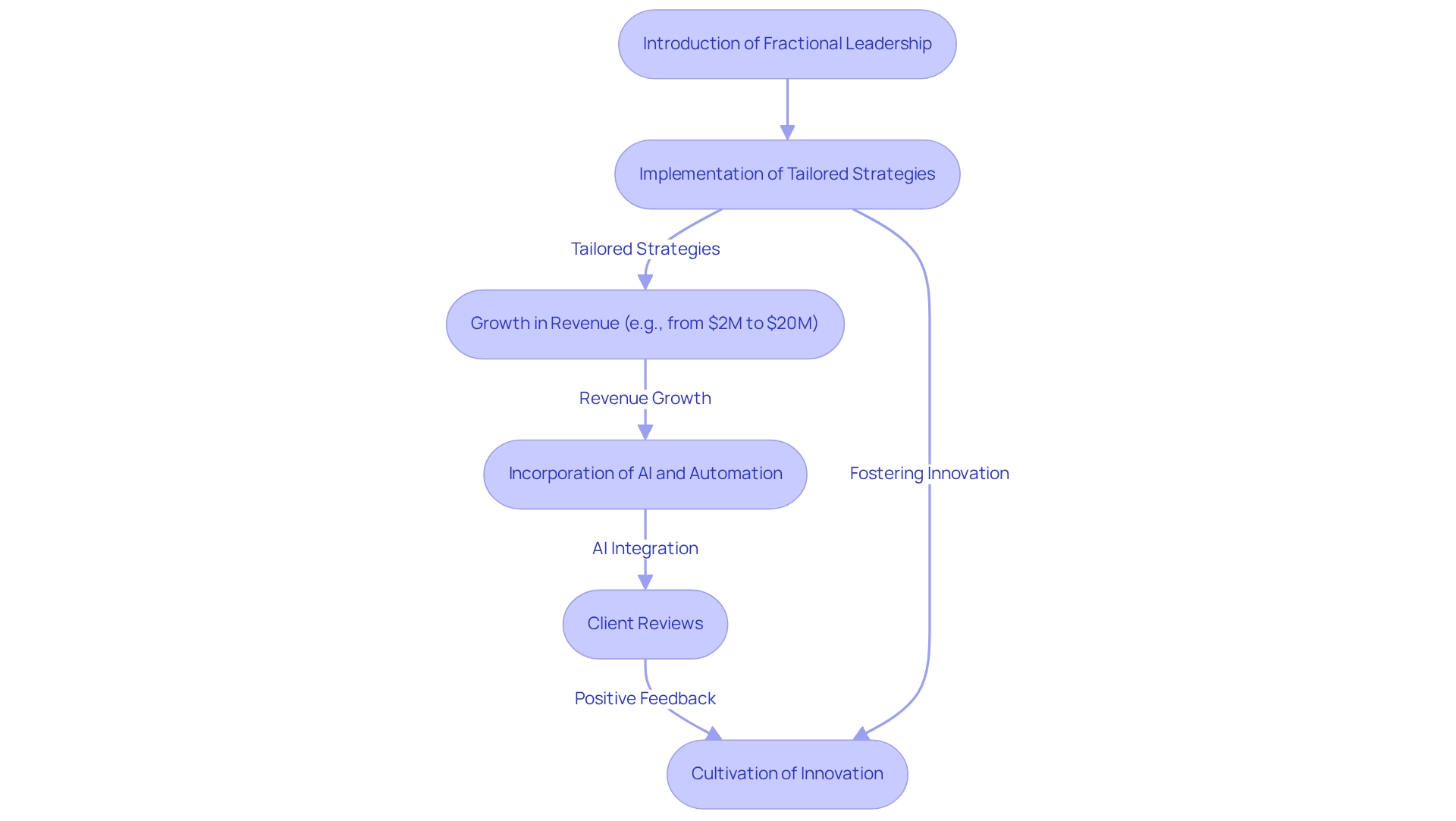 Each box represents a stage in the process, with arrows indicating the flow of actions leading to innovation and growth.