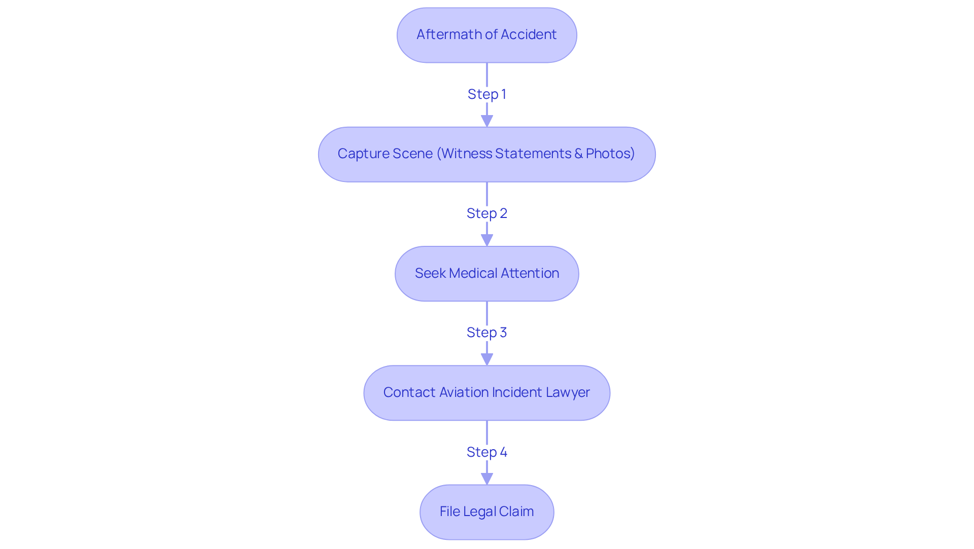 This flowchart guides you through the essential steps to take after a sightseeing flight accident. Follow the arrows to see what to do first, next, and so on, ensuring you don't miss any important actions.