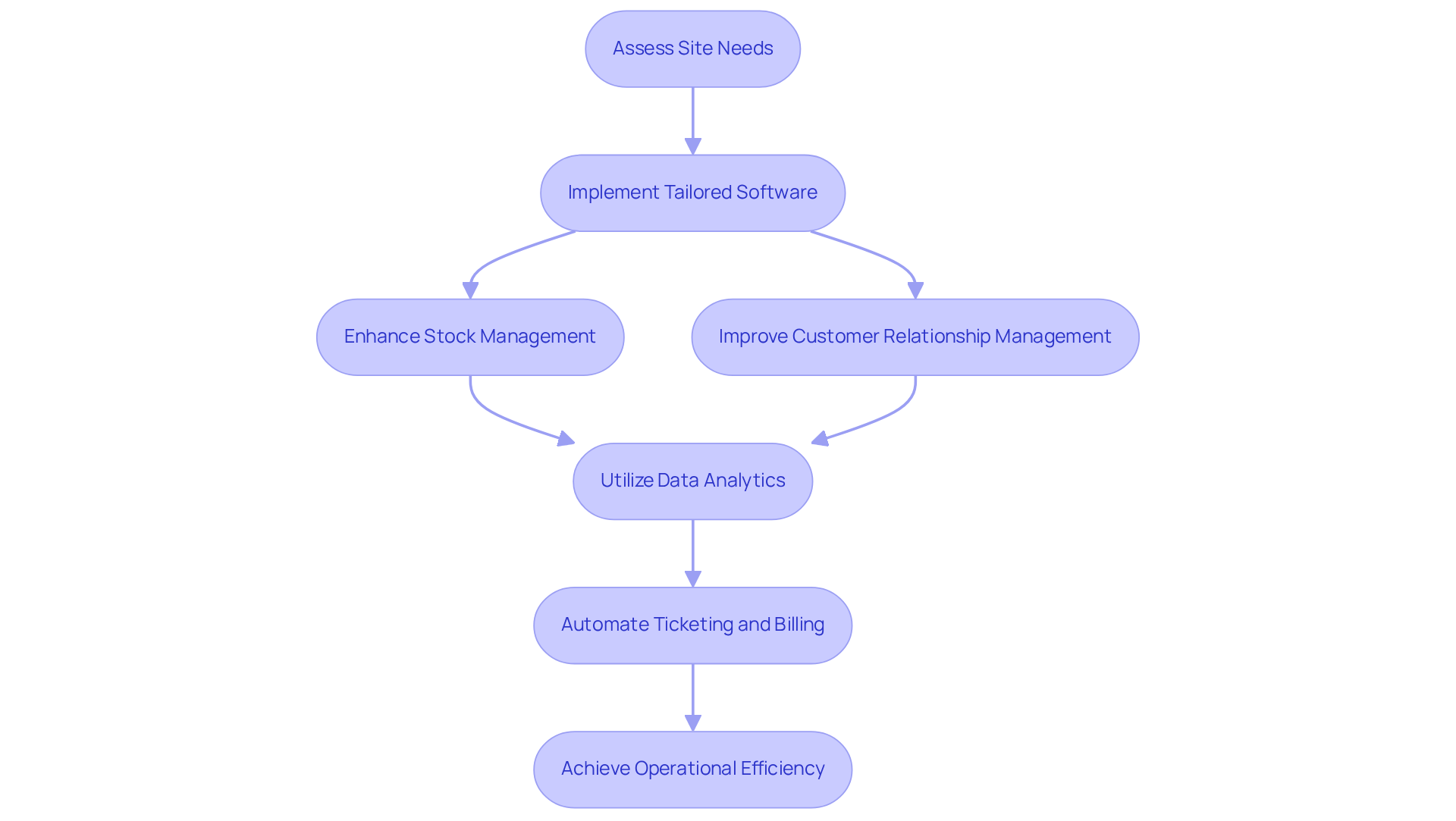 Each box represents a step in the process of enhancing business efficiency through tailored IT solutions. Follow the arrows to see how each step contributes to the overall improvement in operations.