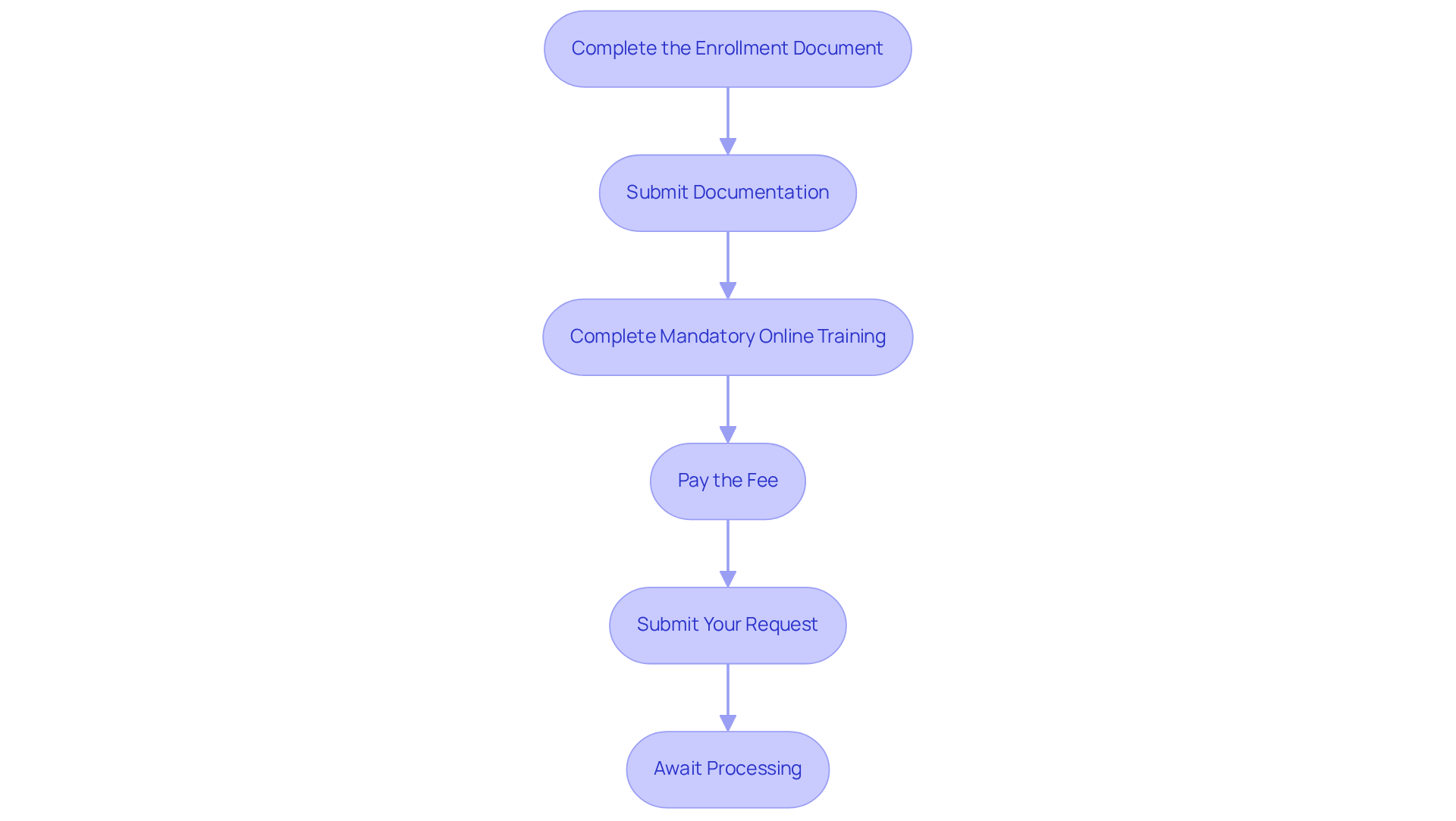 Each box shows a step you need to take to apply for your workers permit. Follow the arrows to see what comes next and ensure you complete everything in the right order.