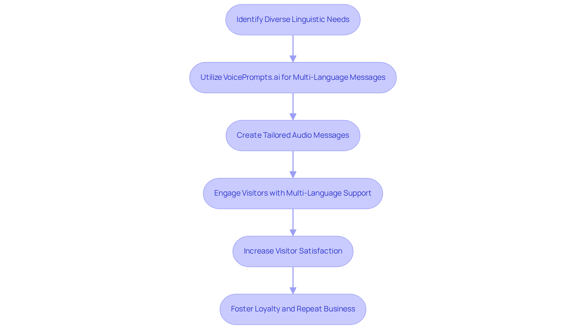 Follow the arrows to see how each step in the process leads to improved visitor experiences. Each box represents a crucial part of the strategy to cater to diverse customers. Follow the arrows to see how each step in the process leads to improved visitor experiences. Each box represents a crucial part of the strategy to cater to diverse customers.