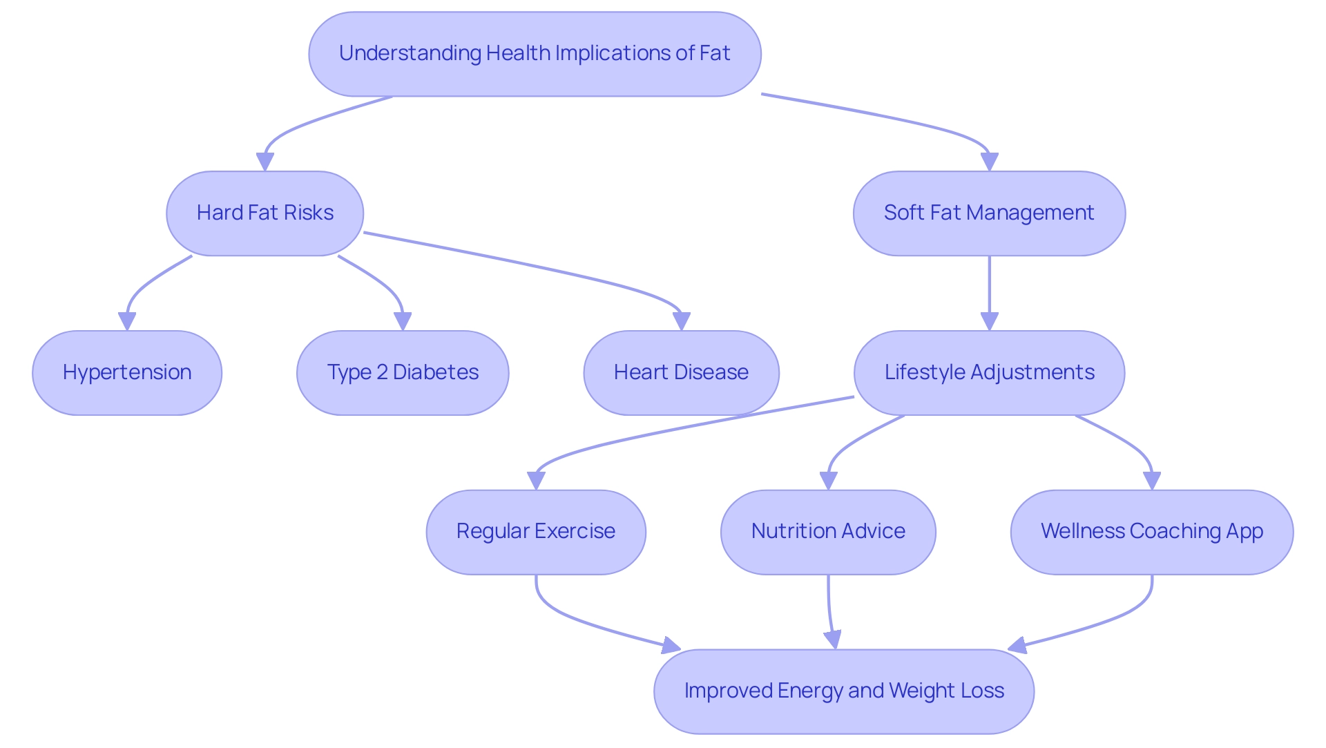 Red boxes represent health risks associated with hard fat, green boxes indicate lifestyle management strategies for soft fat, and blue boxes illustrate the positive outcomes of these actions.