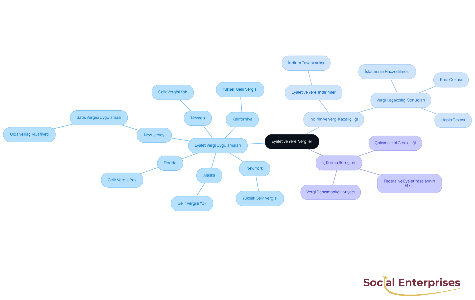 Merkezdeki ana konu etrafında dallar, eyaletlerin vergi uygulamaları ve diğer önemli konuları gösteriyor. Dalların her biri, belirli bir konuyu temsil ediyor ve alt başlıklar ise o konunun detaylarını sunuyor. Merkezdeki ana konu etrafında dallar, eyaletlerin vergi uygulamaları ve diğer önemli konuları gösteriyor. Dalların her biri, belirli bir konuyu temsil ediyor ve alt başlıklar ise o konunun detaylarını sunuyor.
