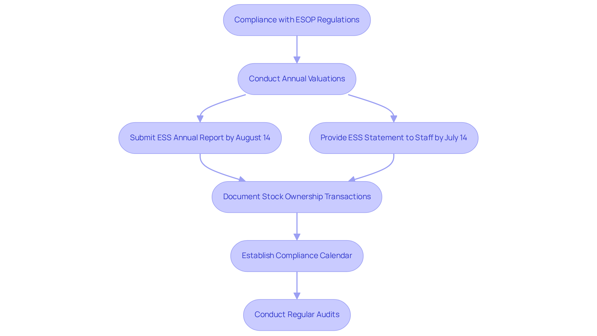 Each box represents a step in the compliance process. Follow the arrows to see how each action leads to the next, ensuring that all necessary tasks are completed on time.