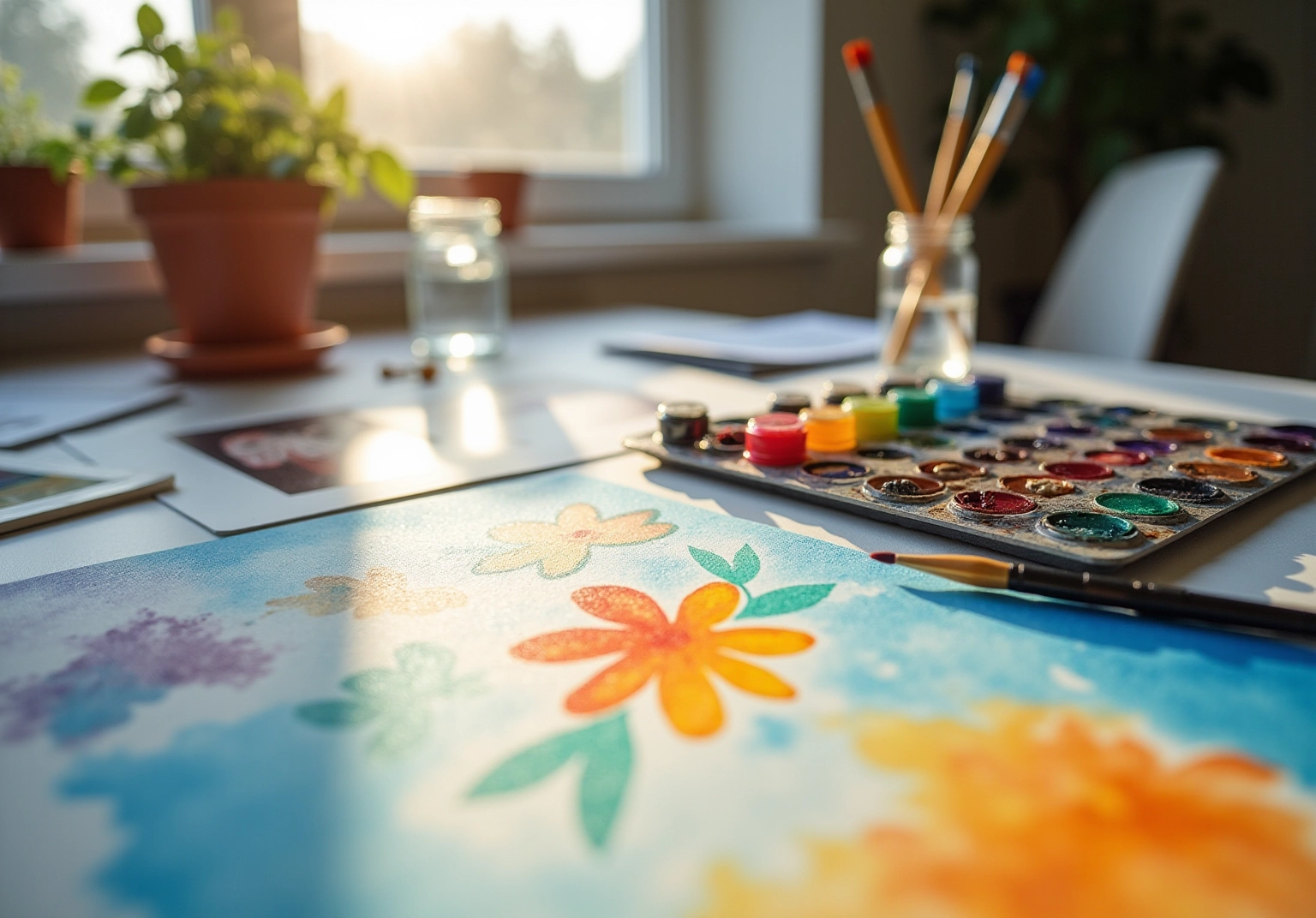 Optimized Workspace for Watercolor Painting