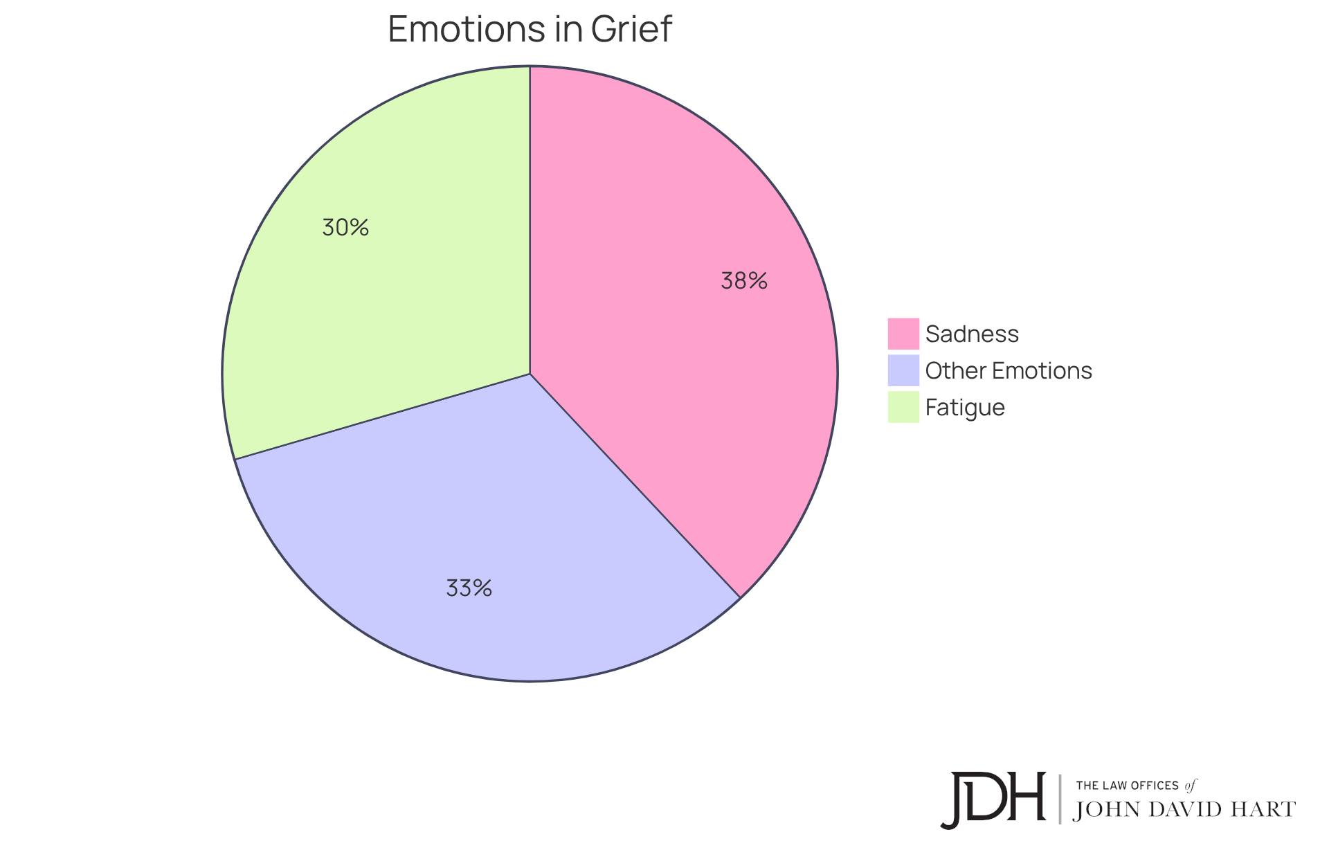 Each slice represents a feeling that people often experience when grieving. The bigger the slice, the more common that emotion is among those grieving.