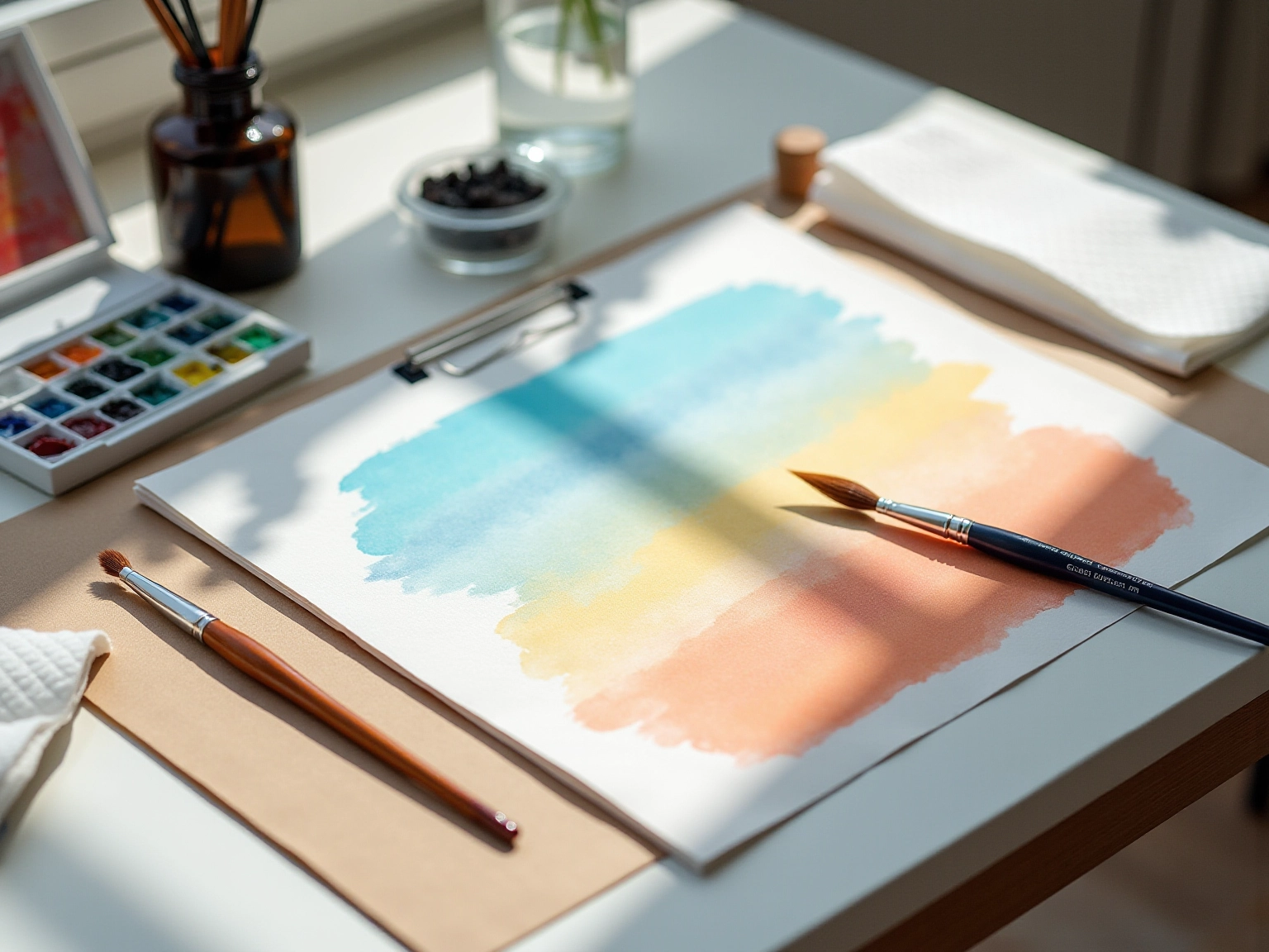 Organized Watercolor Workspace