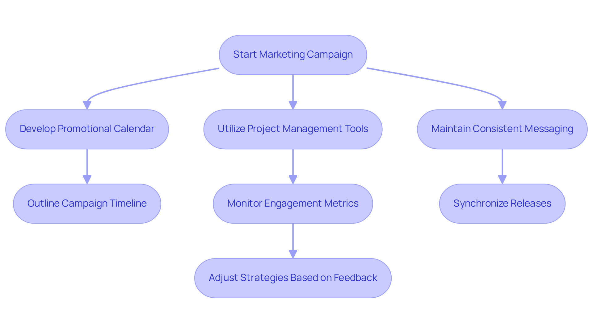 Follow the arrows to see the steps involved in launching a successful marketing campaign. Each box represents a key action, and the flow shows how they connect to create a cohesive strategy. Follow the arrows to see the steps involved in launching a successful marketing campaign. Each box represents a key action, and the flow shows how they connect to create a cohesive strategy.