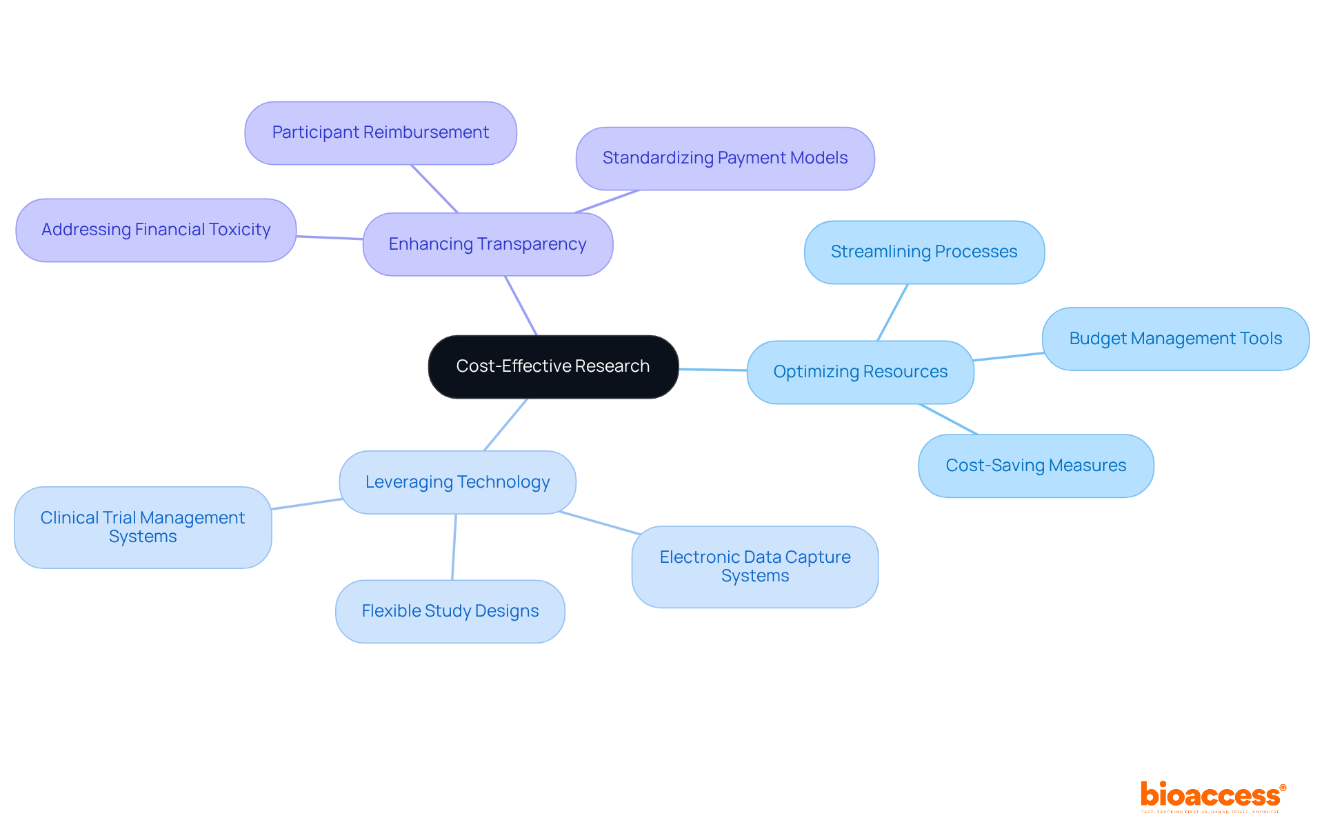 The central node represents the main focus on affordability in research. Follow the branches to discover specific strategies that help make innovations accessible to patients.