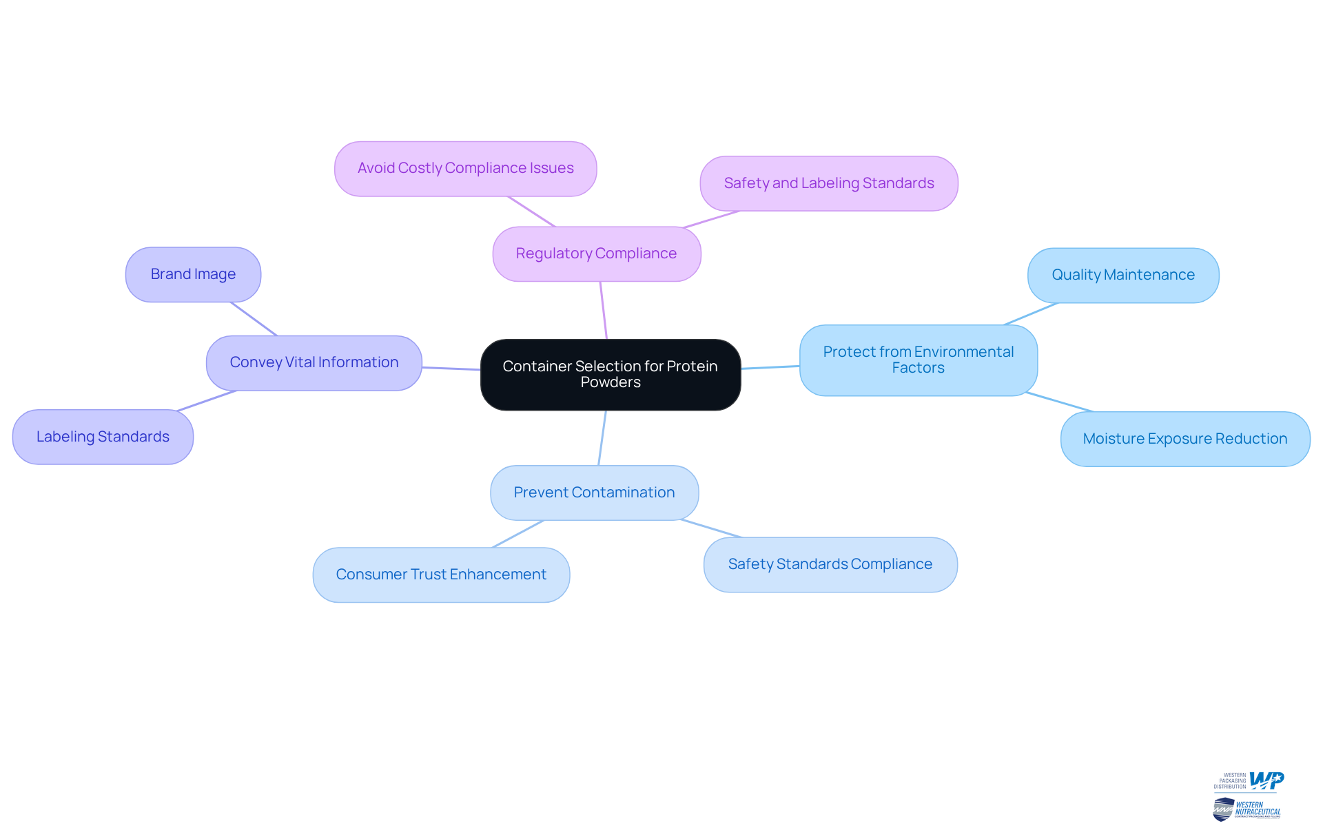 The center represents the main topic of container selection. Each branch illustrates a key function or implication of this choice, helping you understand how they relate to quality and compliance.