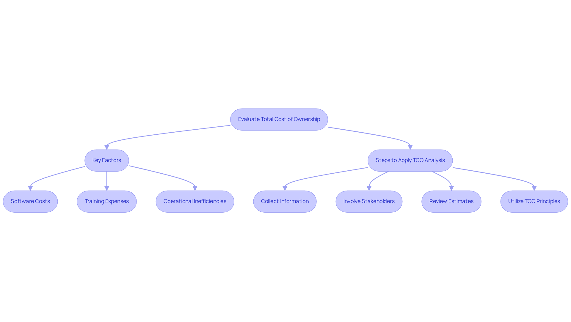 This flowchart guides you through the process of evaluating TCO. Start at the top and follow the arrows to see the key factors to consider and the steps to take for a thorough analysis.