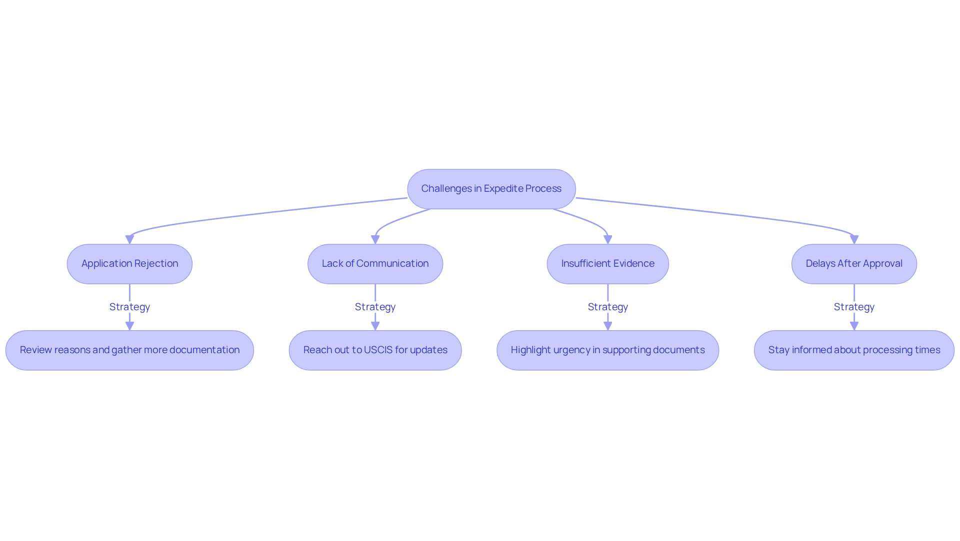 This flowchart helps you visualize common challenges in the expedite application process and the strategies to overcome them. Follow the arrows to see how to tackle each issue effectively.