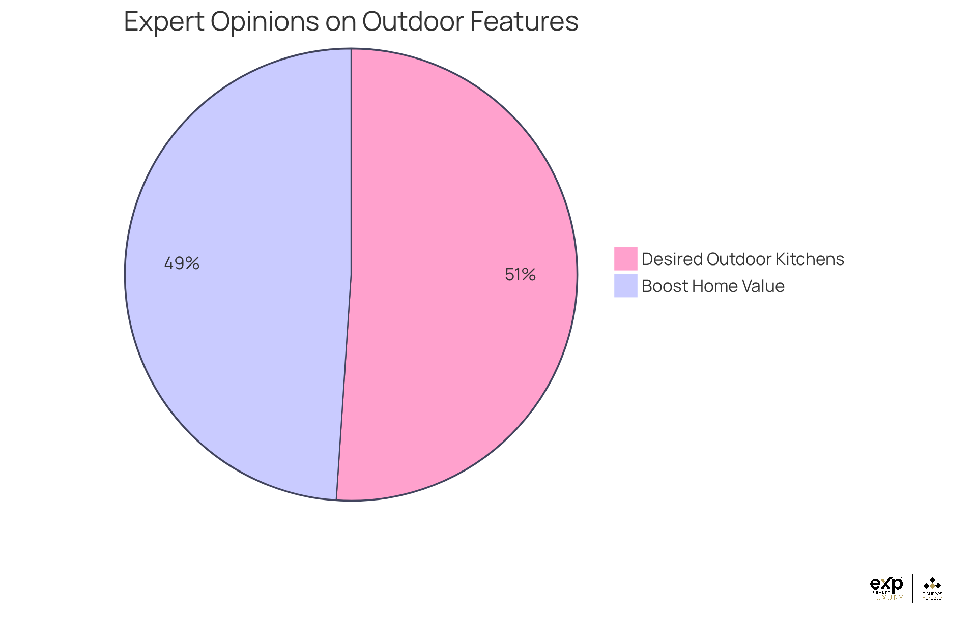 Each slice shows the percentage of experts who believe certain outdoor features enhance home value - the larger the slice, the more experts agree!
