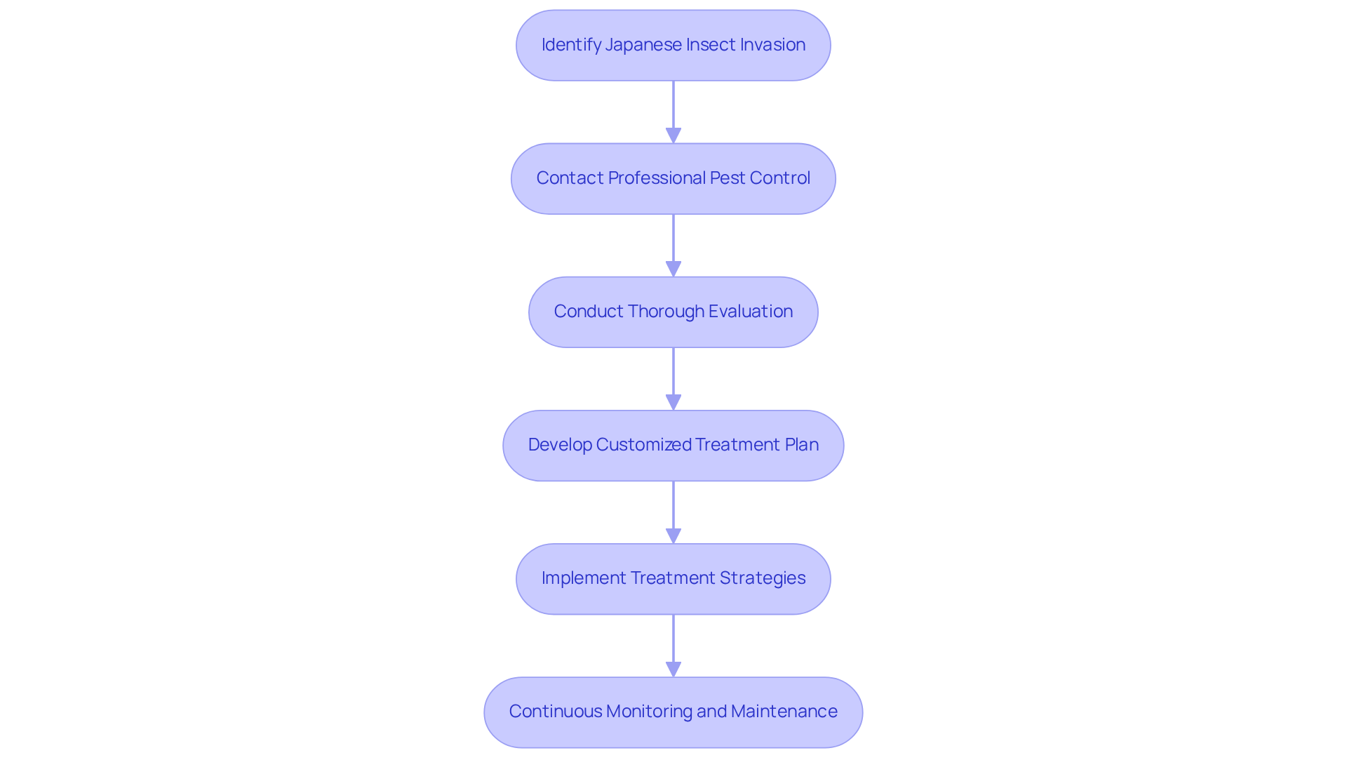 This flowchart guides you through the process of managing insect invasions. Each box represents a step you should take, from identifying the problem to ensuring ongoing pest control.