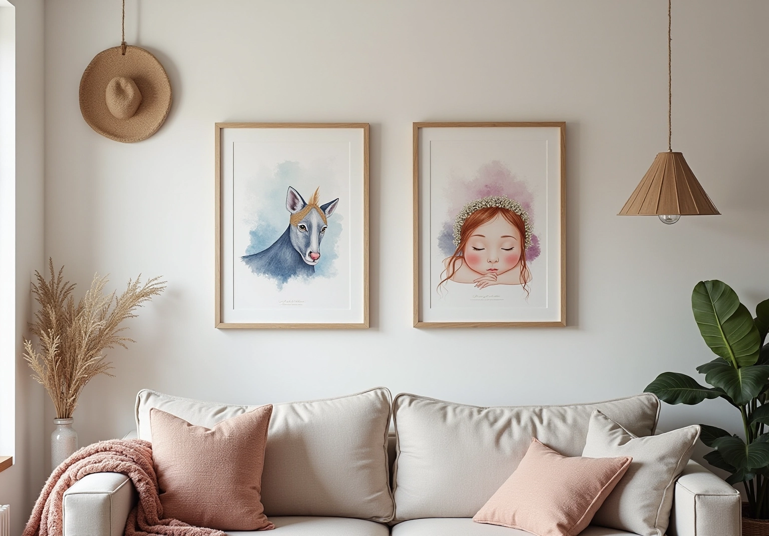 Personalized Watercolor Illustrations in a Cozy Interior Personalized Watercolor Illustrations in a Cozy Interior