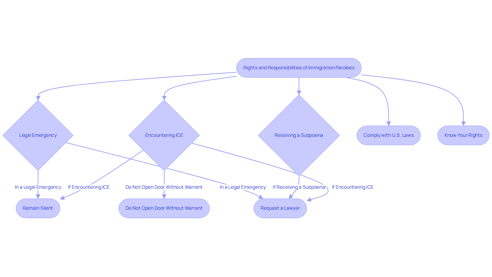 This flowchart guides you through your rights and responsibilities. Follow the arrows to see what to do in different situations, ensuring you know your rights and how to act.