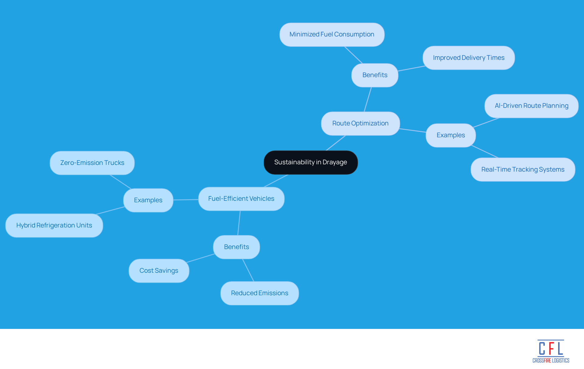 The center represents the main focus on sustainability, while the branches show specific eco-friendly practices that can help reduce environmental impact.