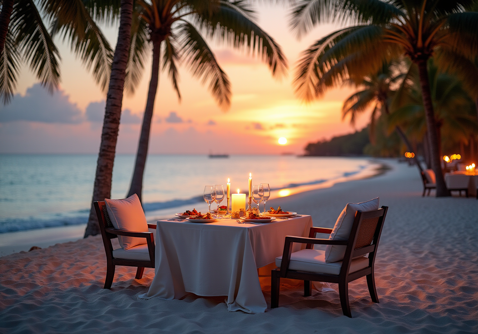 Romantic Beach Dining in the Maldives