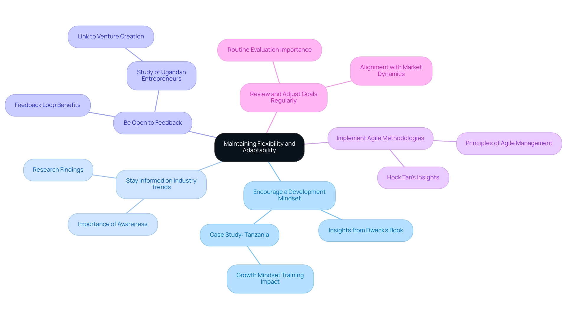 Each branch represents a strategy for maintaining flexibility and adaptability, with sub-branches providing supporting details and insights.