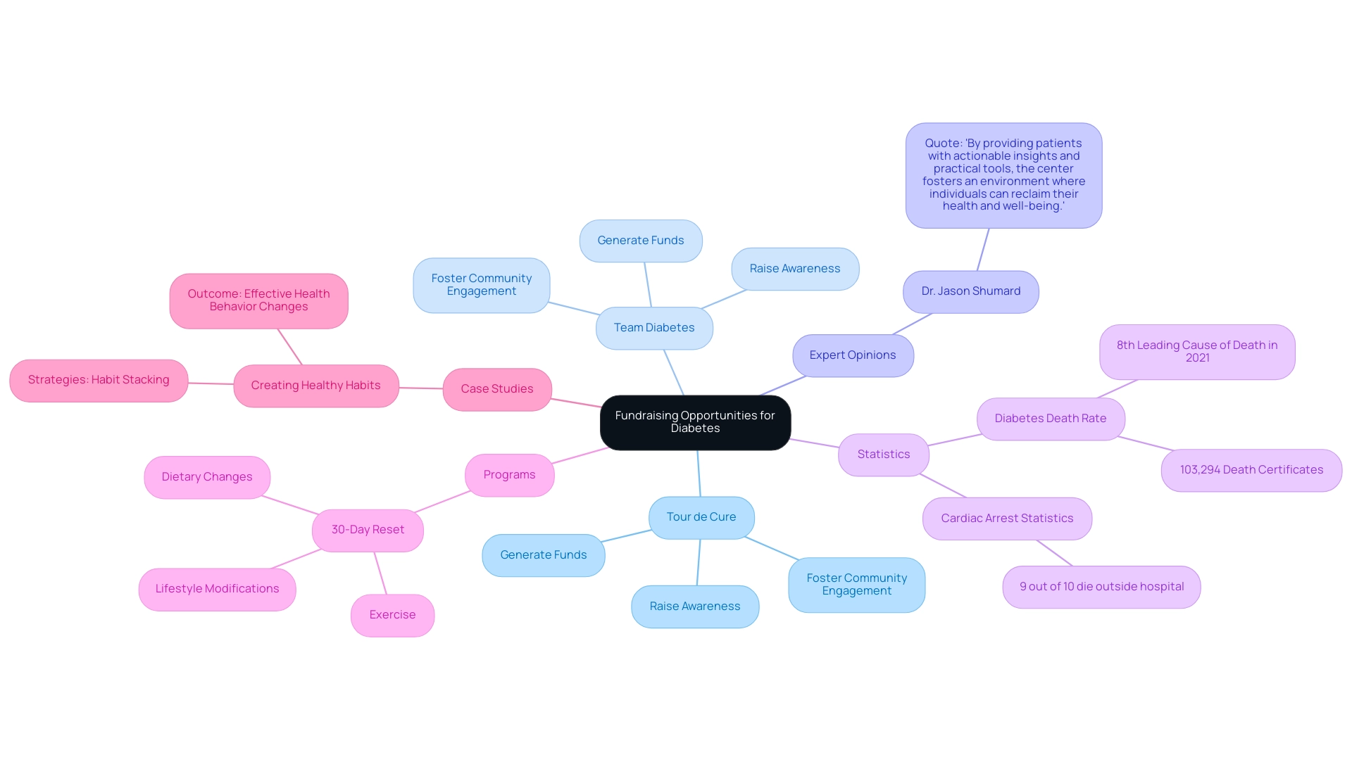 The central node represents fundraising opportunities, branches indicate key events, and sub-branches detail their purposes and impacts. The central node represents fundraising opportunities, branches indicate key events, and sub-branches detail their purposes and impacts.