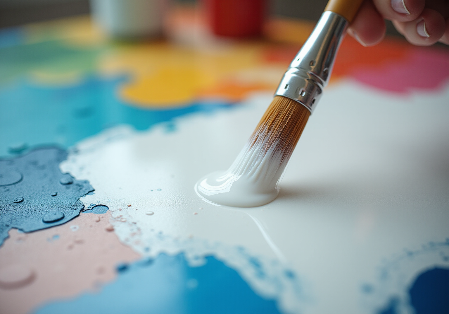 Applying Liquid Masking Fluid in an Artist's Studio Applying Liquid Masking Fluid in an Artist's Studio