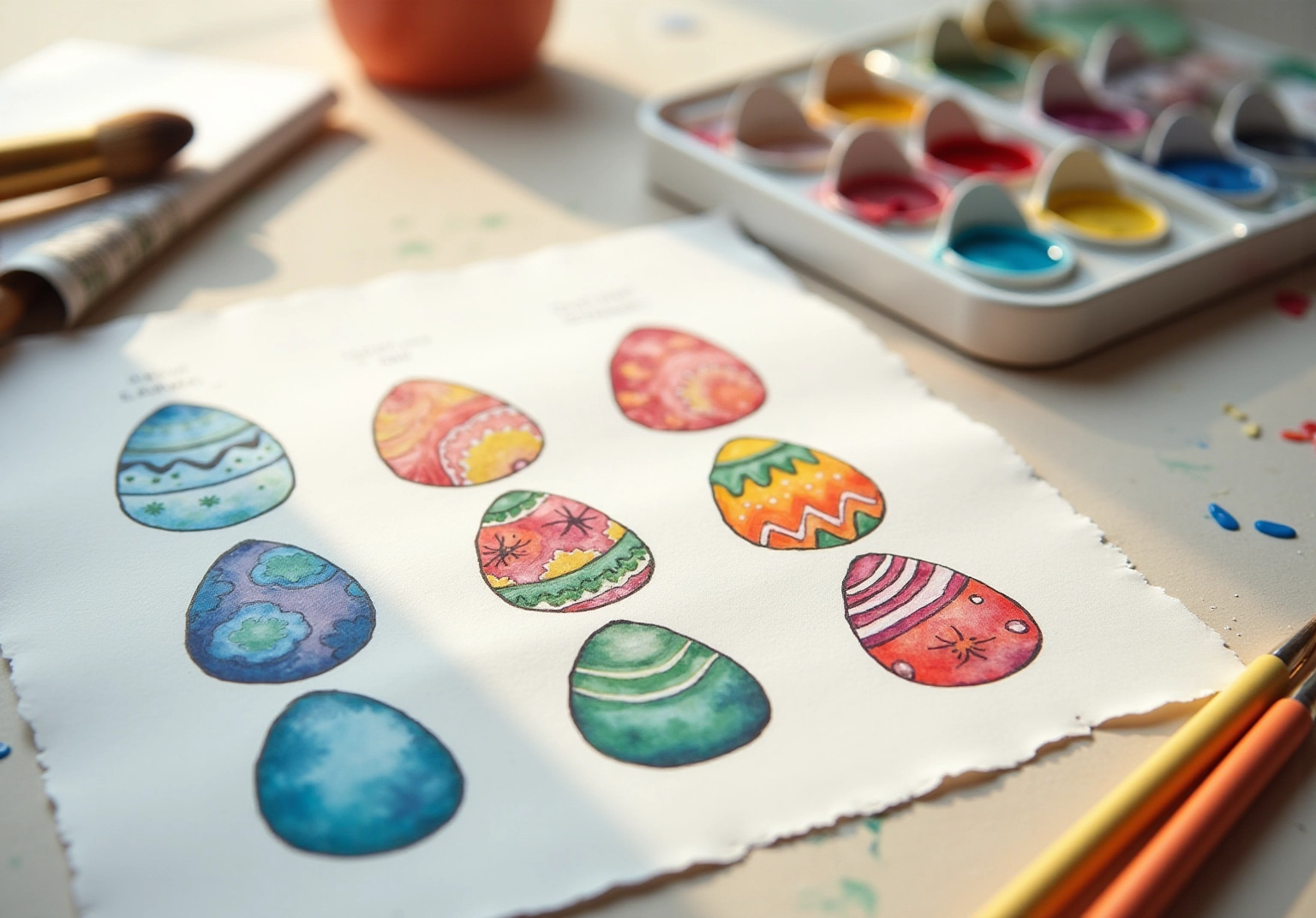 Playful Watercolor Easter Egg Illustrations