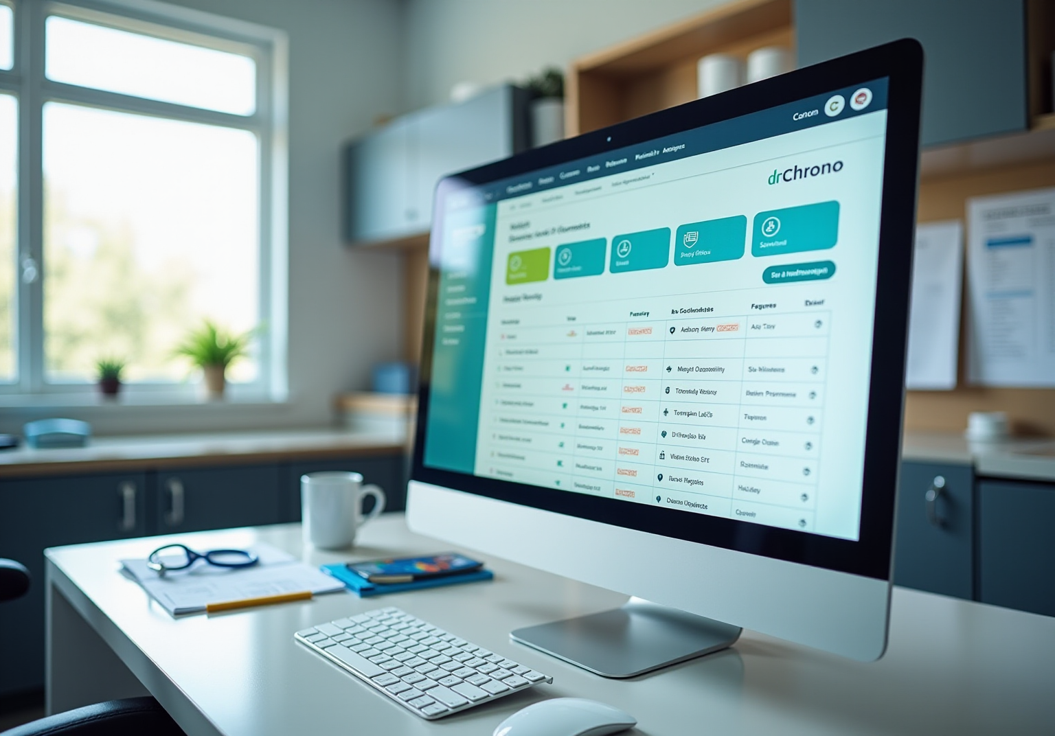 DrChrono EHR Interface in a Modern Medical Office