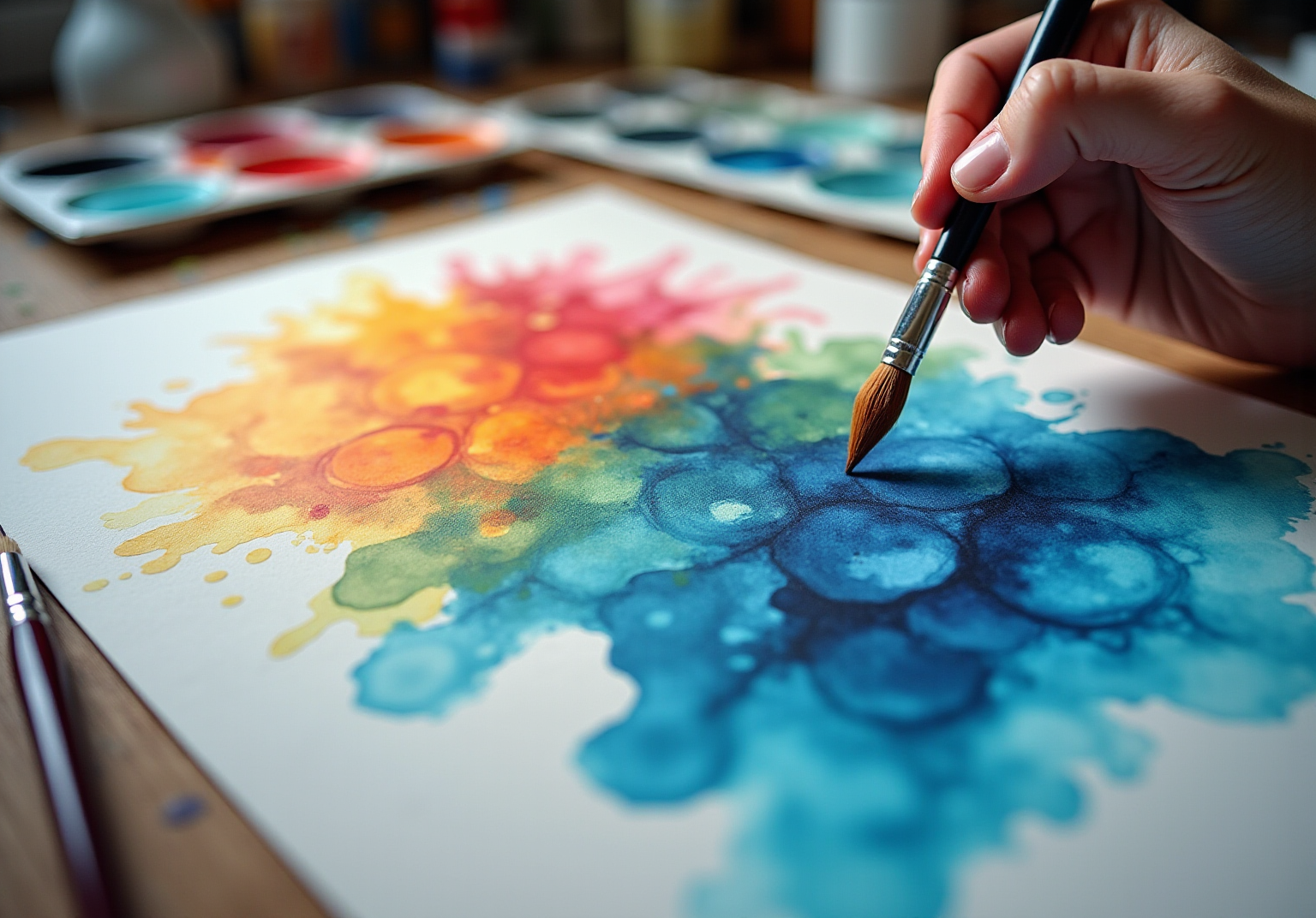 Creative Process of Watercolor Art Abstract Creative Process of Watercolor Art Abstract