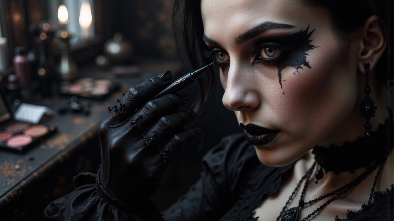 Precision Gothic Eyeliner Application