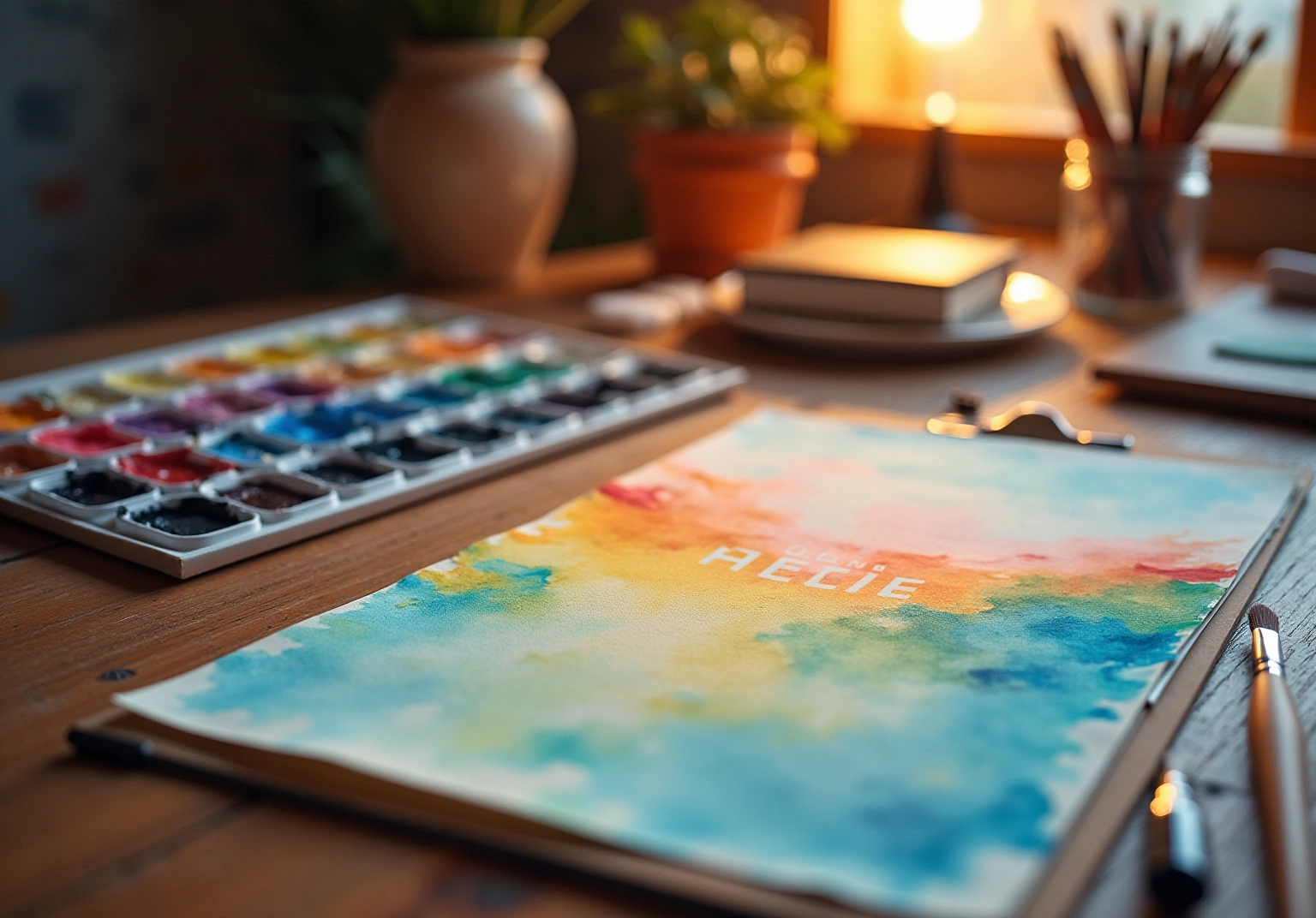 Premium Arches Watercolor Paper in an Artist's Studio Premium Arches Watercolor Paper in an Artist's Studio
