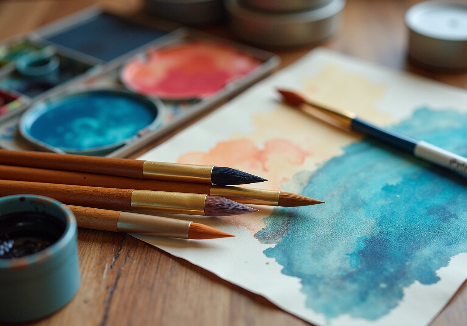Princeton Aqua Elite Brushes in an Artist's Workspace Princeton Aqua Elite Brushes in an Artist's Workspace