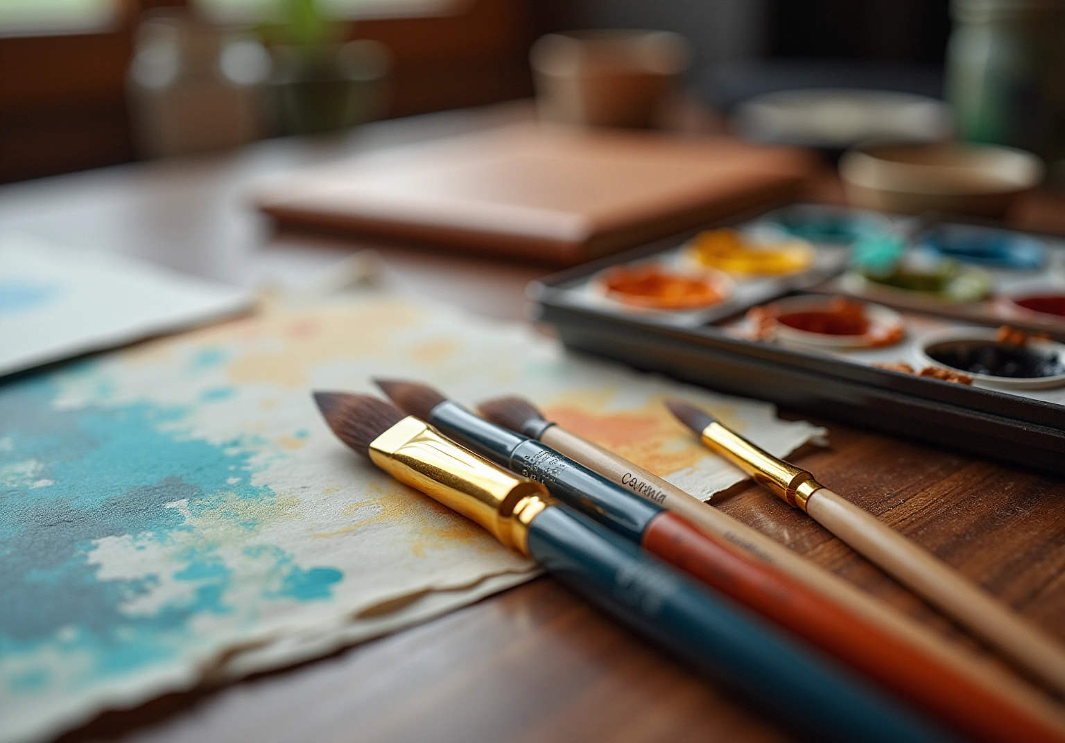 Princeton Heritage Watercolor Brushes in an Artist's Studio