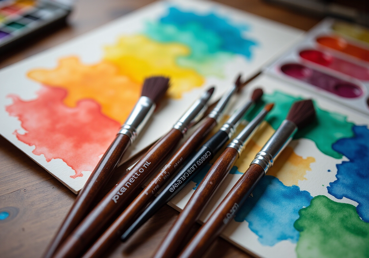 Princeton Watercolor Brushes in an Artist's Workspace