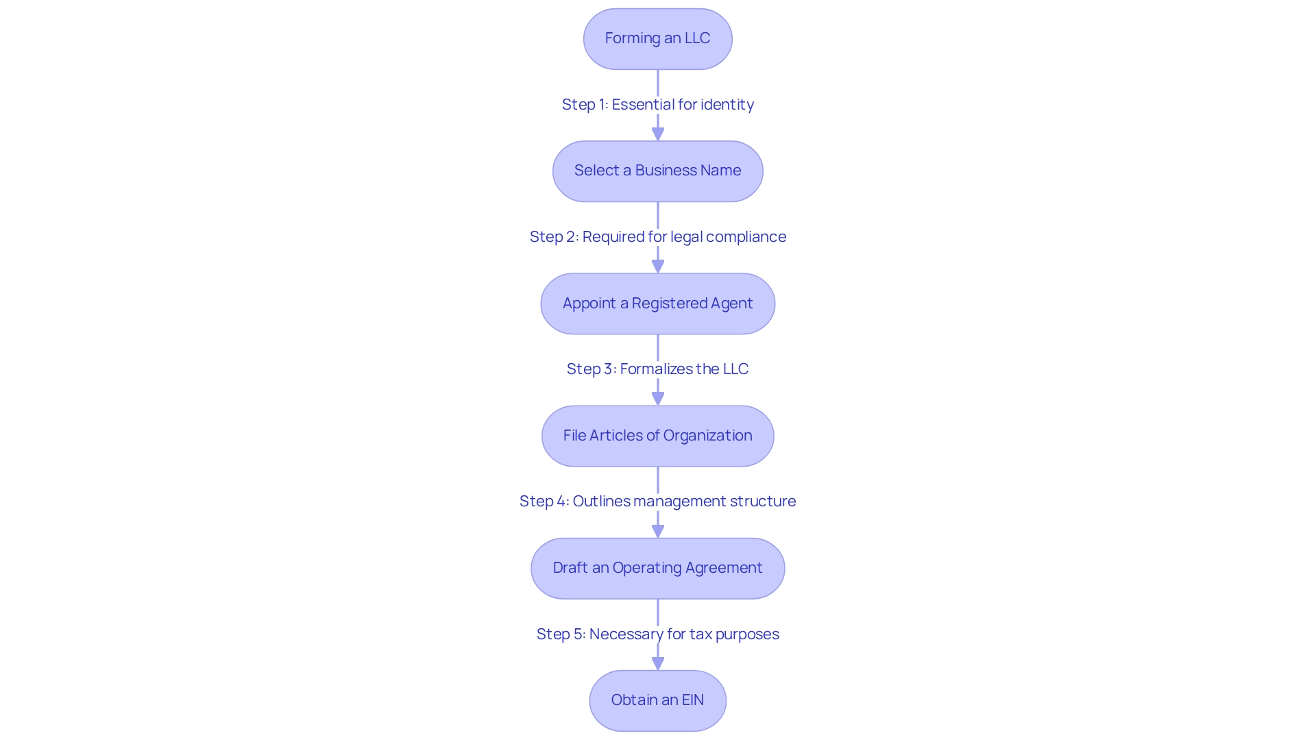 Each box represents a crucial step in forming an LLC, and the notes provide insights into why these steps matter for personal and financial protection. Each box represents a crucial step in forming an LLC, and the notes provide insights into why these steps matter for personal and financial protection.