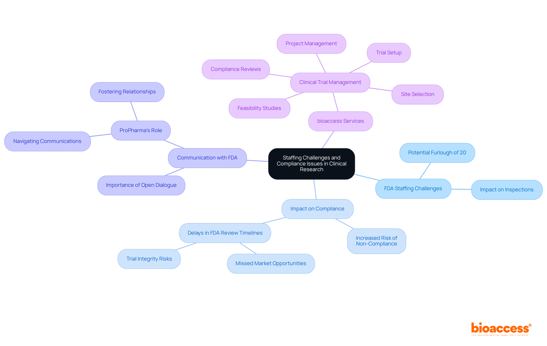 Start at the center with the main topic, then follow the branches to explore each area of concern and the solutions available. Each branch represents a critical aspect of the staffing and compliance landscape, helping to visualize how they interconnect.