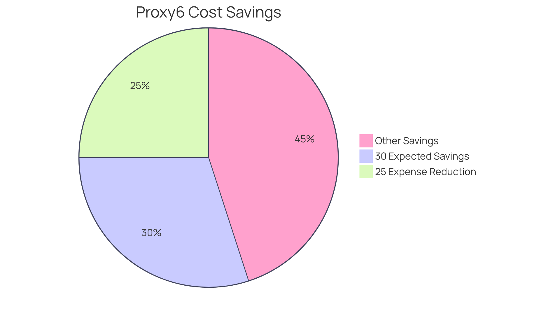 Each slice represents different aspects of cost savings when using Proxy6 — the larger the slice, the greater the impact on reducing expenses.