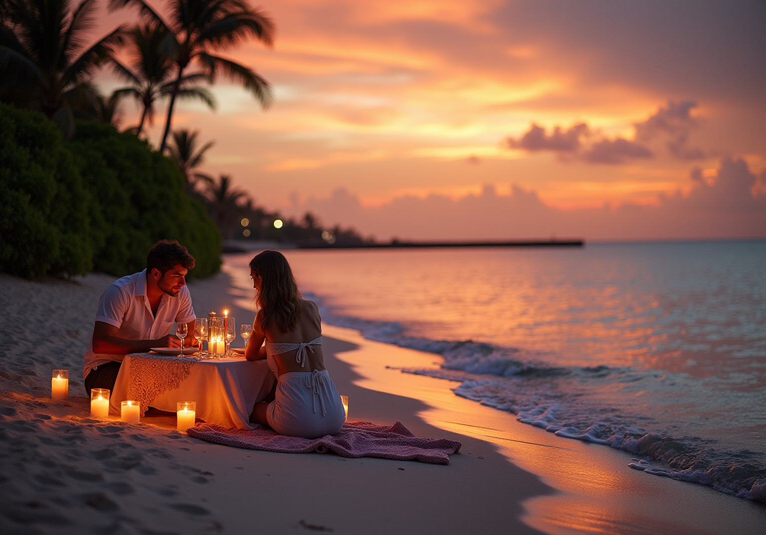 Romantic Honeymoon Dinner on the Beach