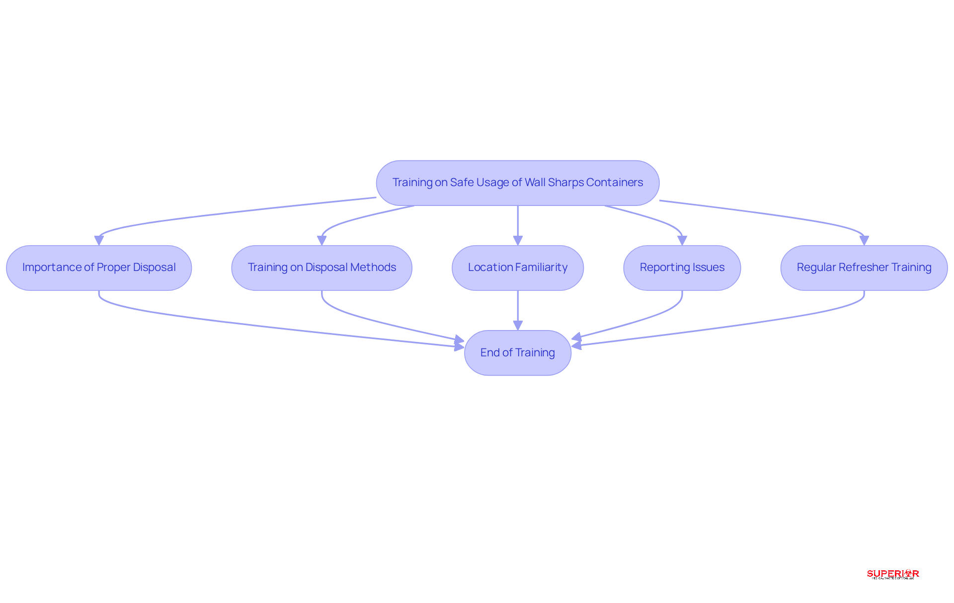 Follow the arrows to see the steps in training staff on safe disposal practices. Each box represents a crucial part of the training process, ensuring staff are well-prepared and compliant with safety regulations.