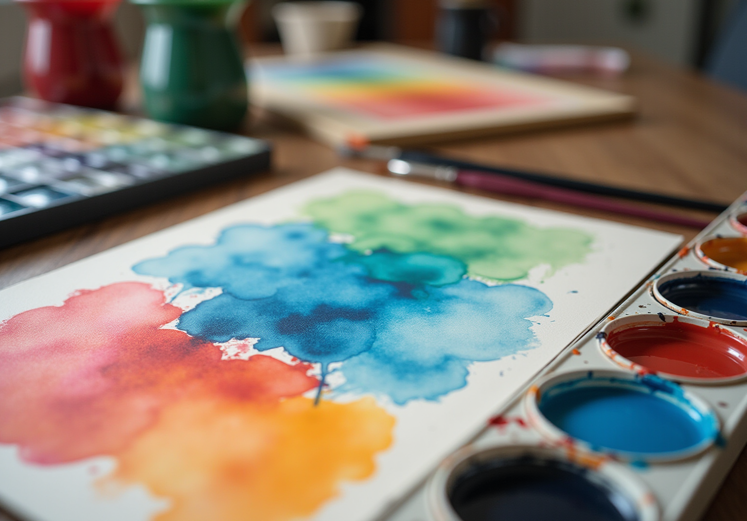 Choosing the Right Watercolors in an Artistic Workspace Choosing the Right Watercolors in an Artistic Workspace