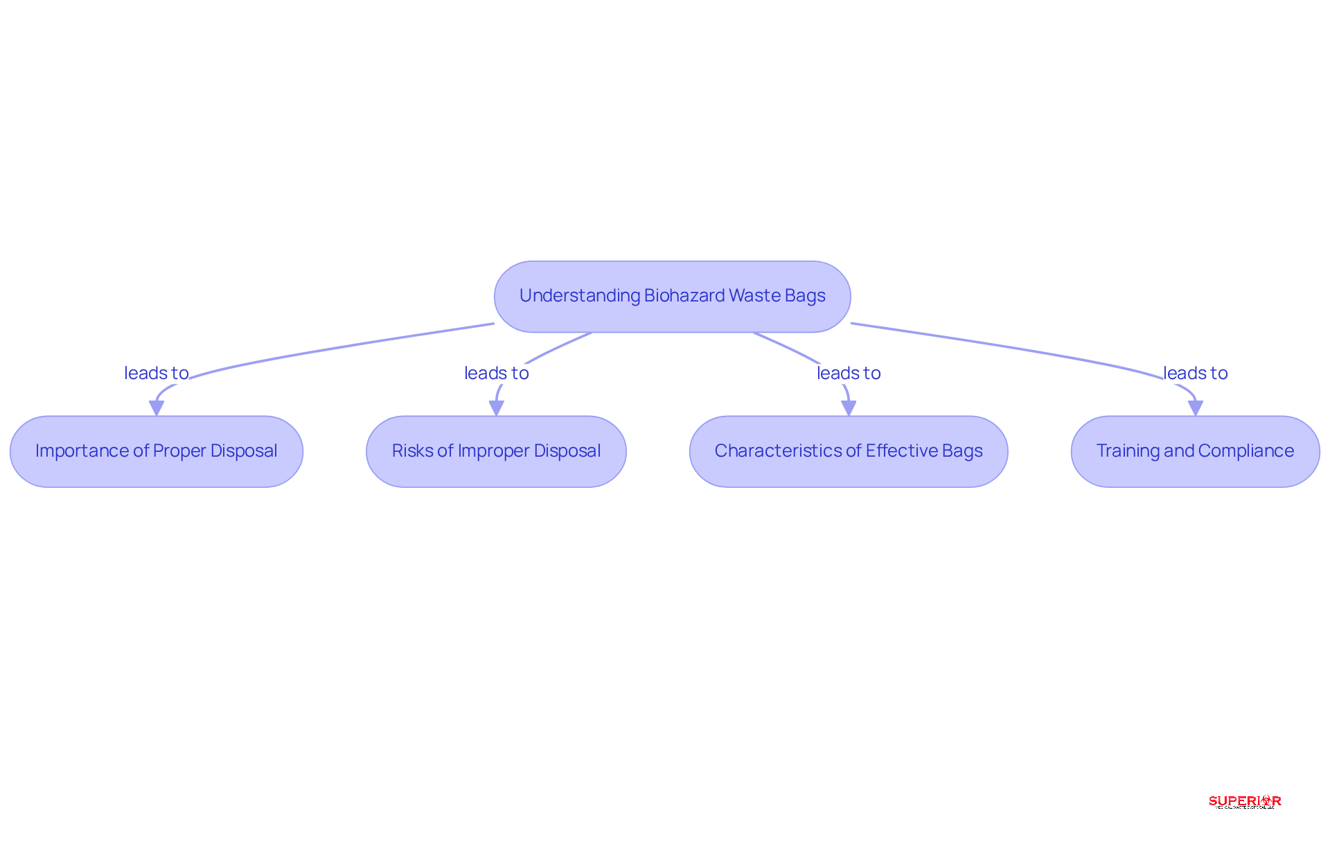 Follow the arrows to see how understanding biohazard waste bags leads to proper disposal practices, highlighting the importance of safety and compliance in healthcare.