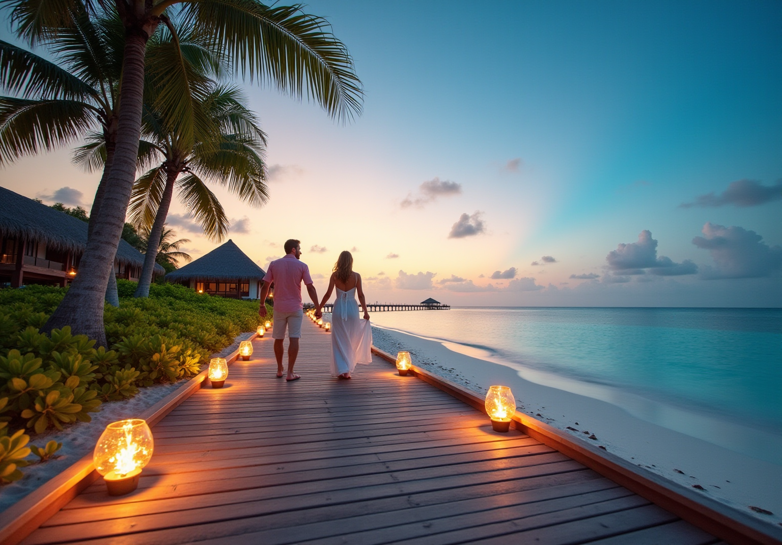 Romantic Maldives Beach at Sunset