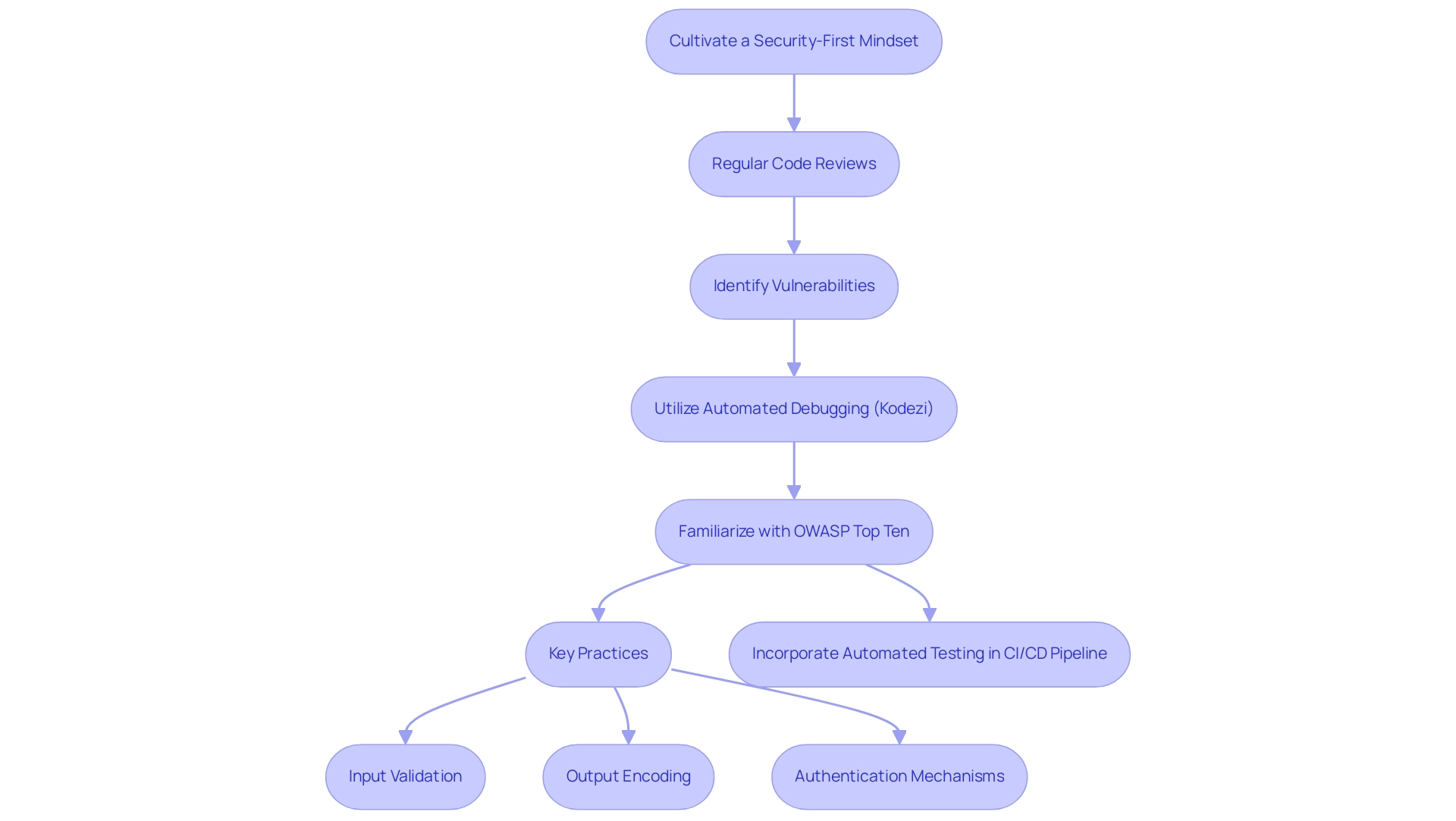 Each box represents a step in the secure coding process, and arrows indicate the progression from one step to the next.