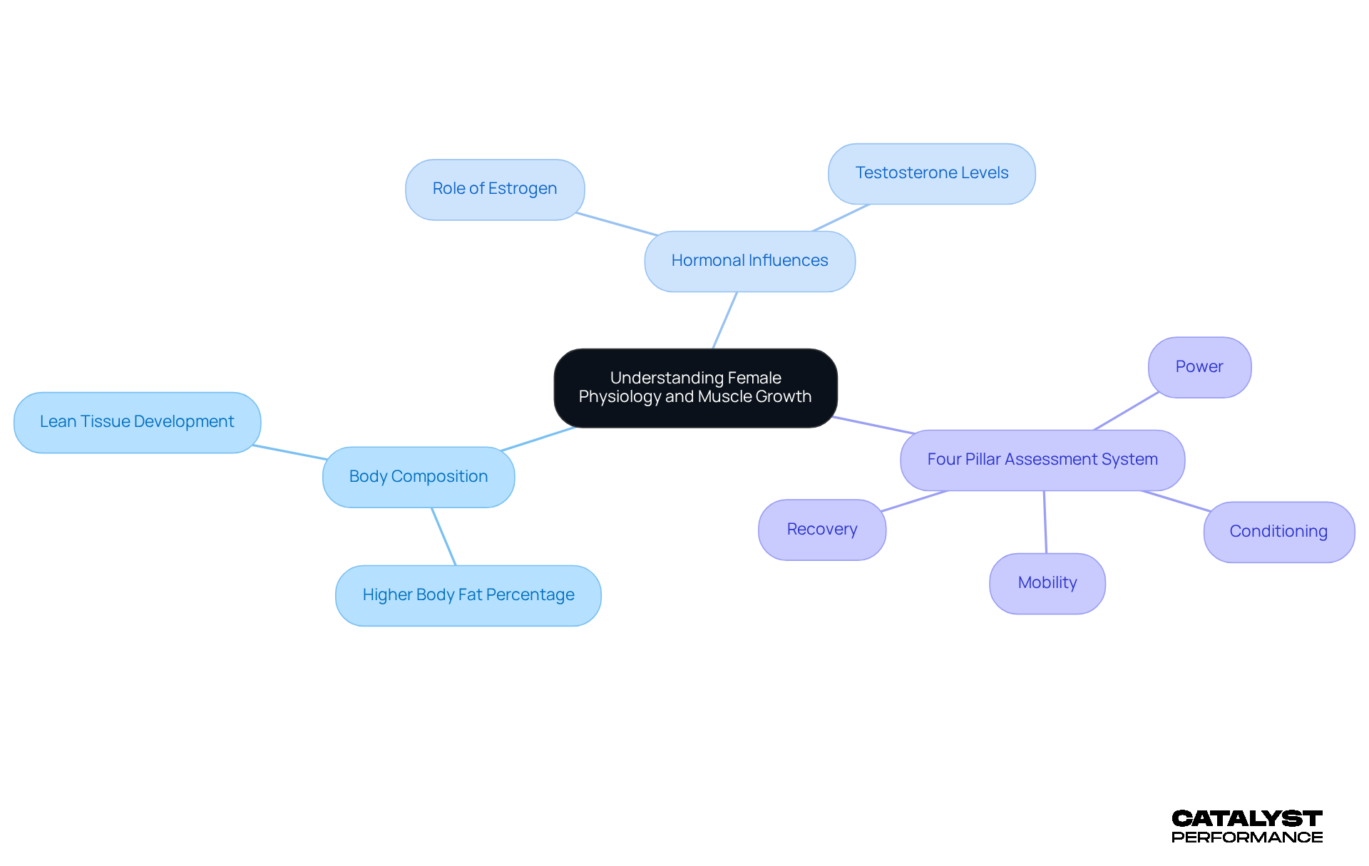 Start at the center with the main topic, then follow the branches to explore how body composition, hormones, and assessment strategies relate to muscle growth in women. Start at the center with the main topic, then follow the branches to explore how body composition, hormones, and assessment strategies relate to muscle growth in women.