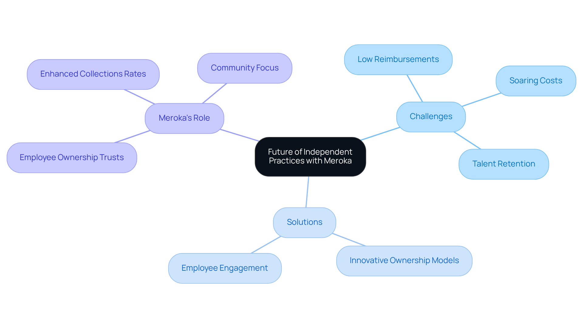 The center represents the main topic, while the branches show the challenges and solutions related to independent practices. Each color-coded branch helps you see how different aspects connect to the central theme.